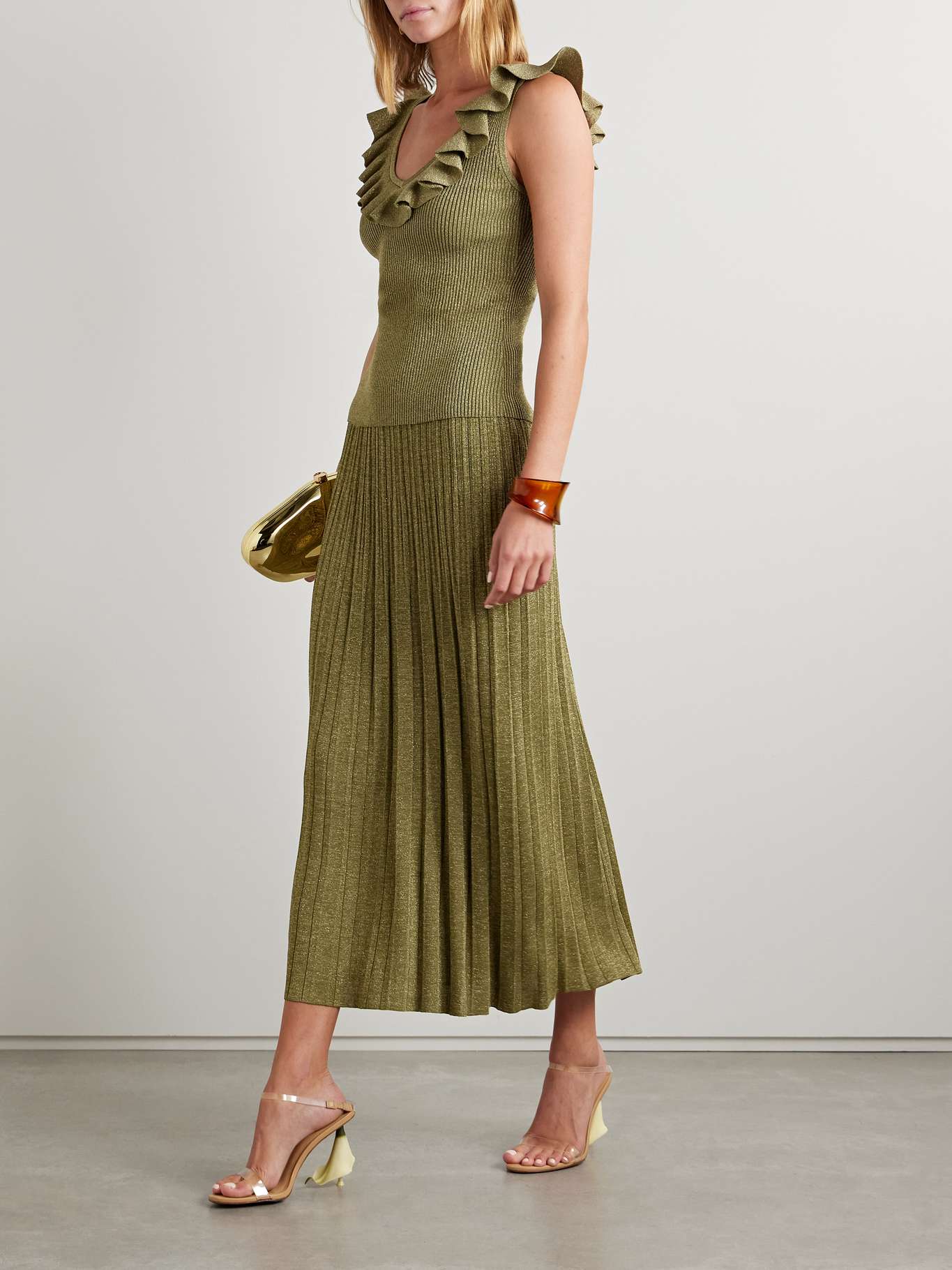 ZIMMERMANN Wylie ruffled metallic ribbed-knit top | NET-A-PORTER