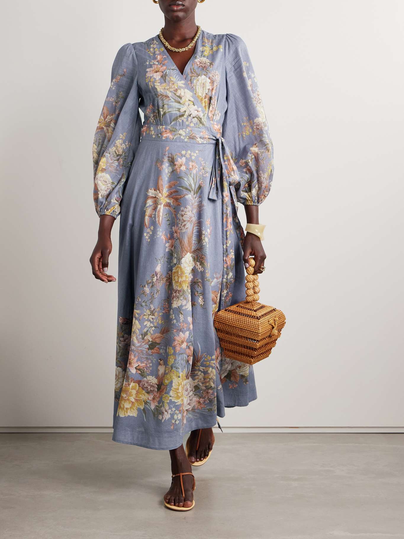ZIMMERMANN Tallow floral-print cotton-voile midi wrap dress | NET-A-PORTER