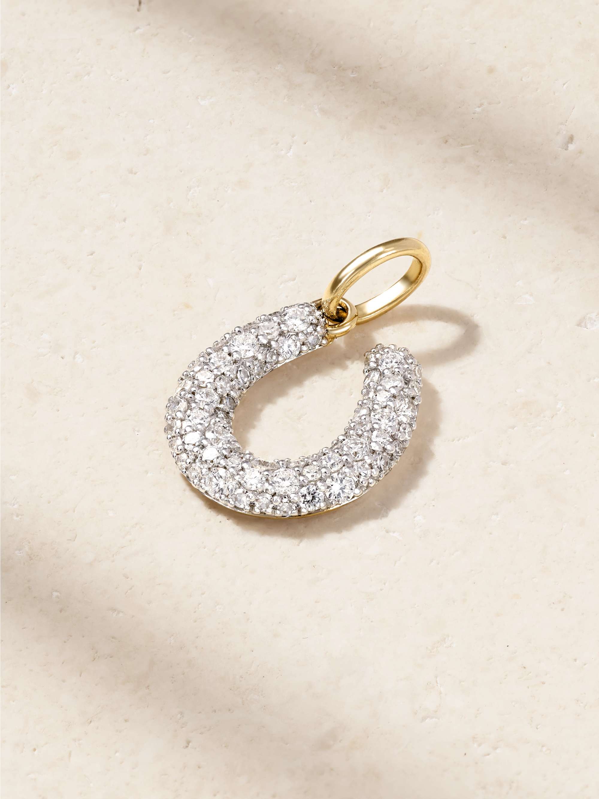 LUCY DELIUS Horseshoe 14-karat gold, rhodium-plated and diamond pendant ...