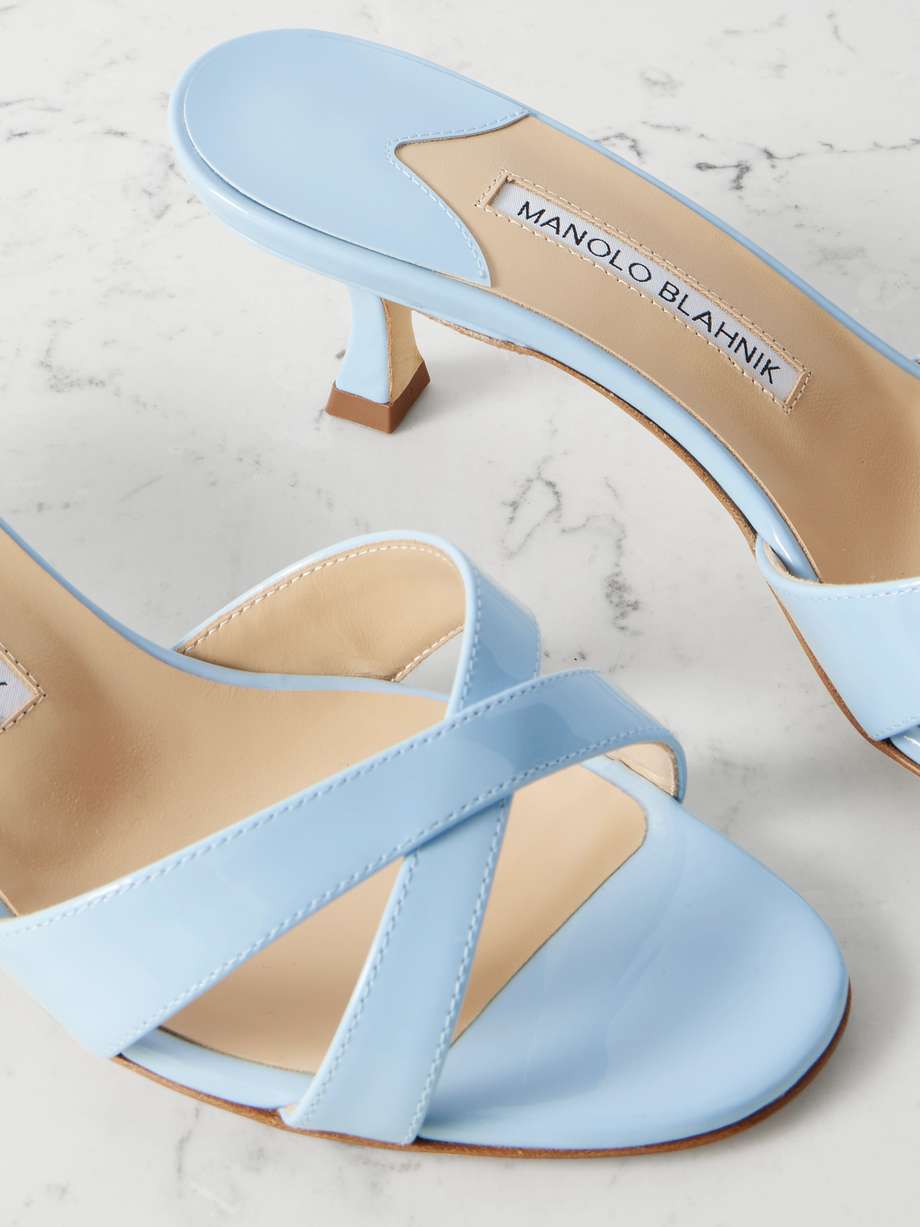 MANOLO BLAHNIK Callamu 50 patent-leather mules | NET-A-PORTER