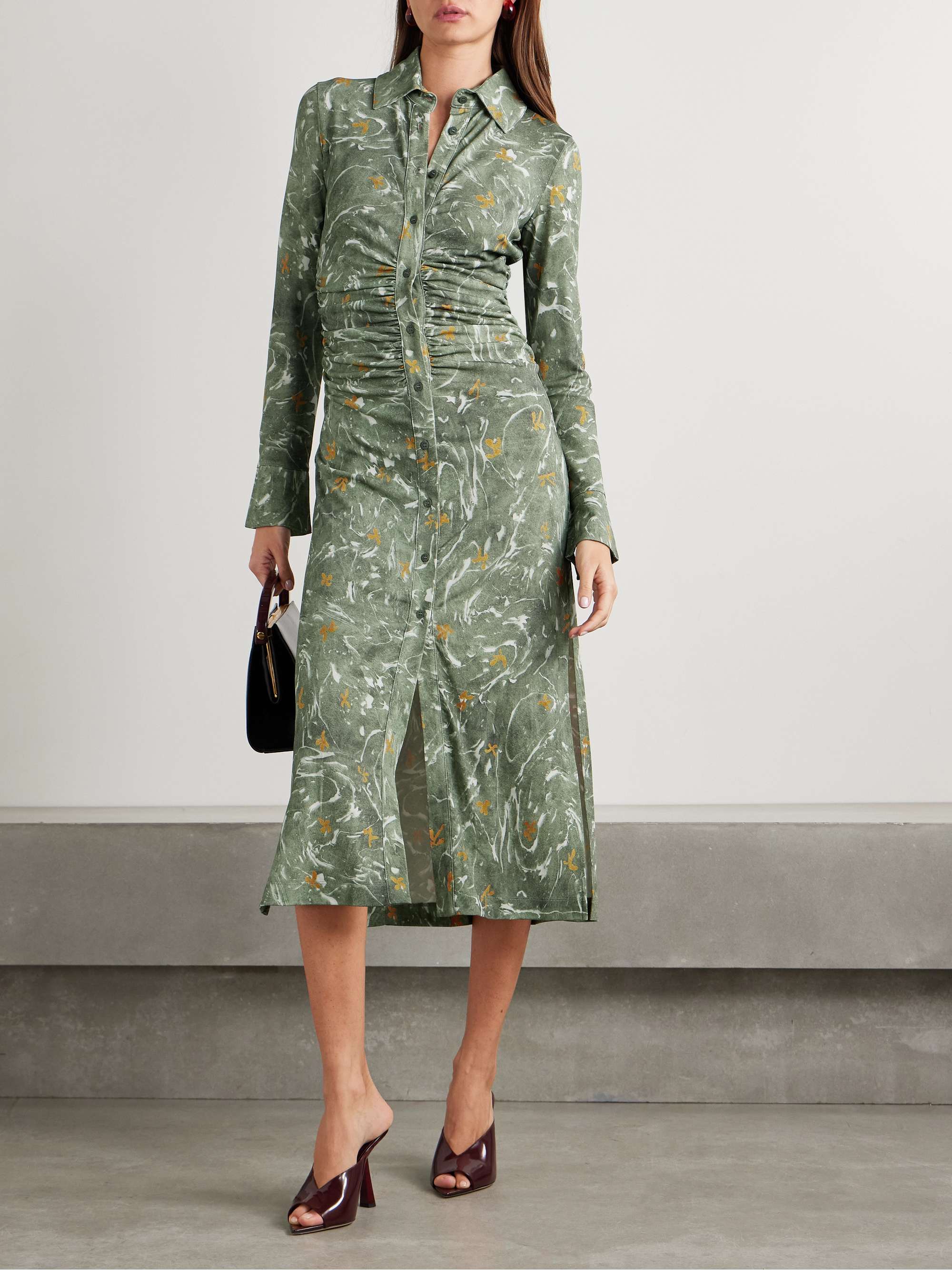 ALTUZARRA Claudia ruched floral-print crepe-jersey midi dress | NET-A ...