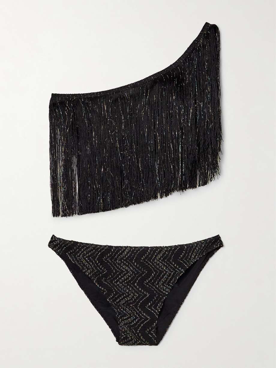 MISSONI Mare fringed striped metallic crochet-knit bikini | NET-A-PORTER