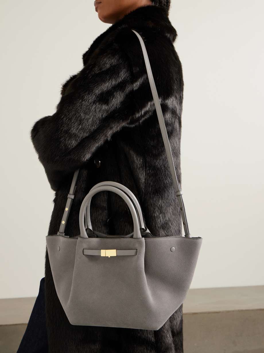 DEMELLIER New York midi leather-trimmed suede tote | NET-A-PORTER
