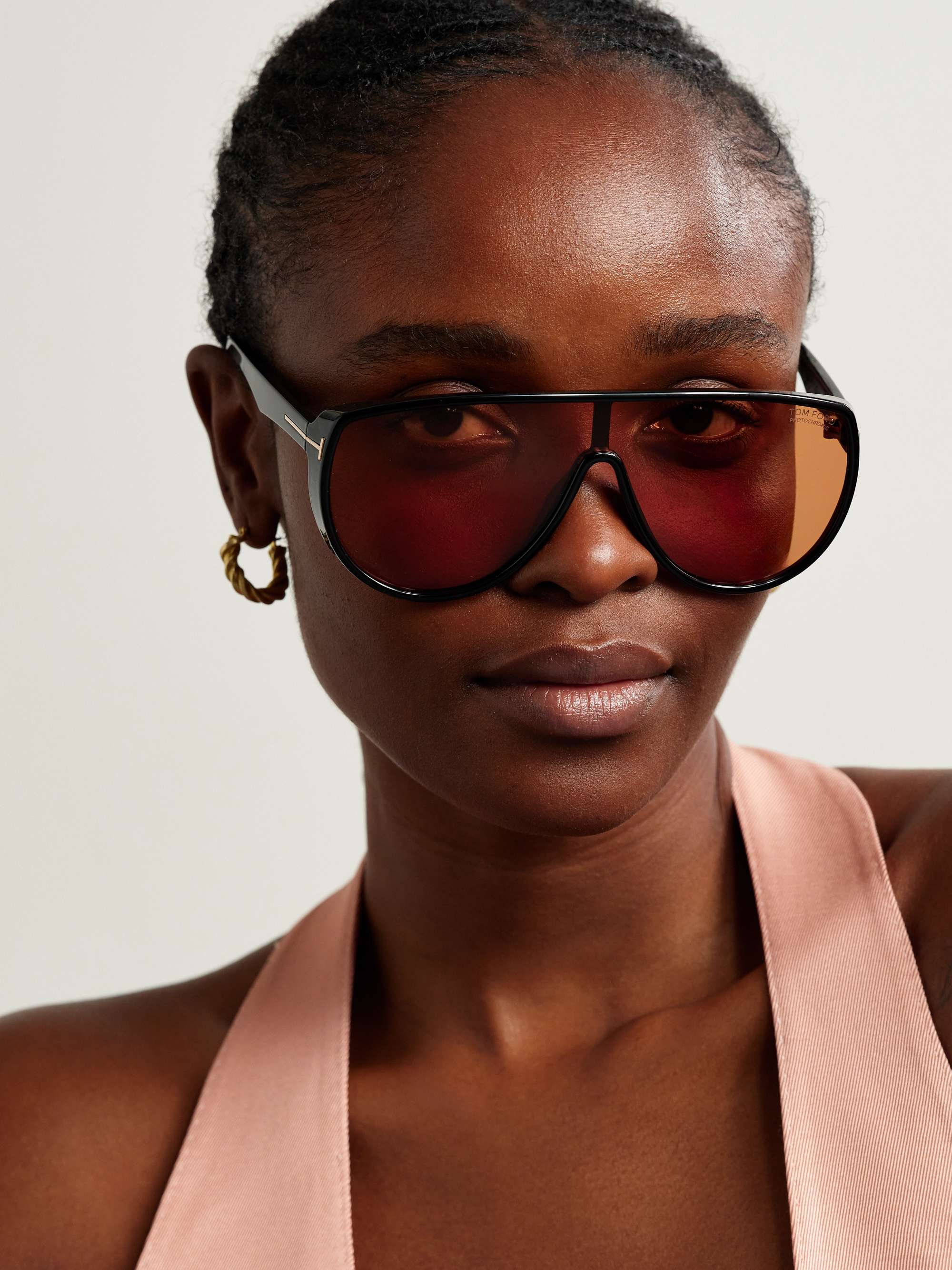 TOM FORD EYEWEAR Achilles oversized aviator-style acetate and gold-tone ...