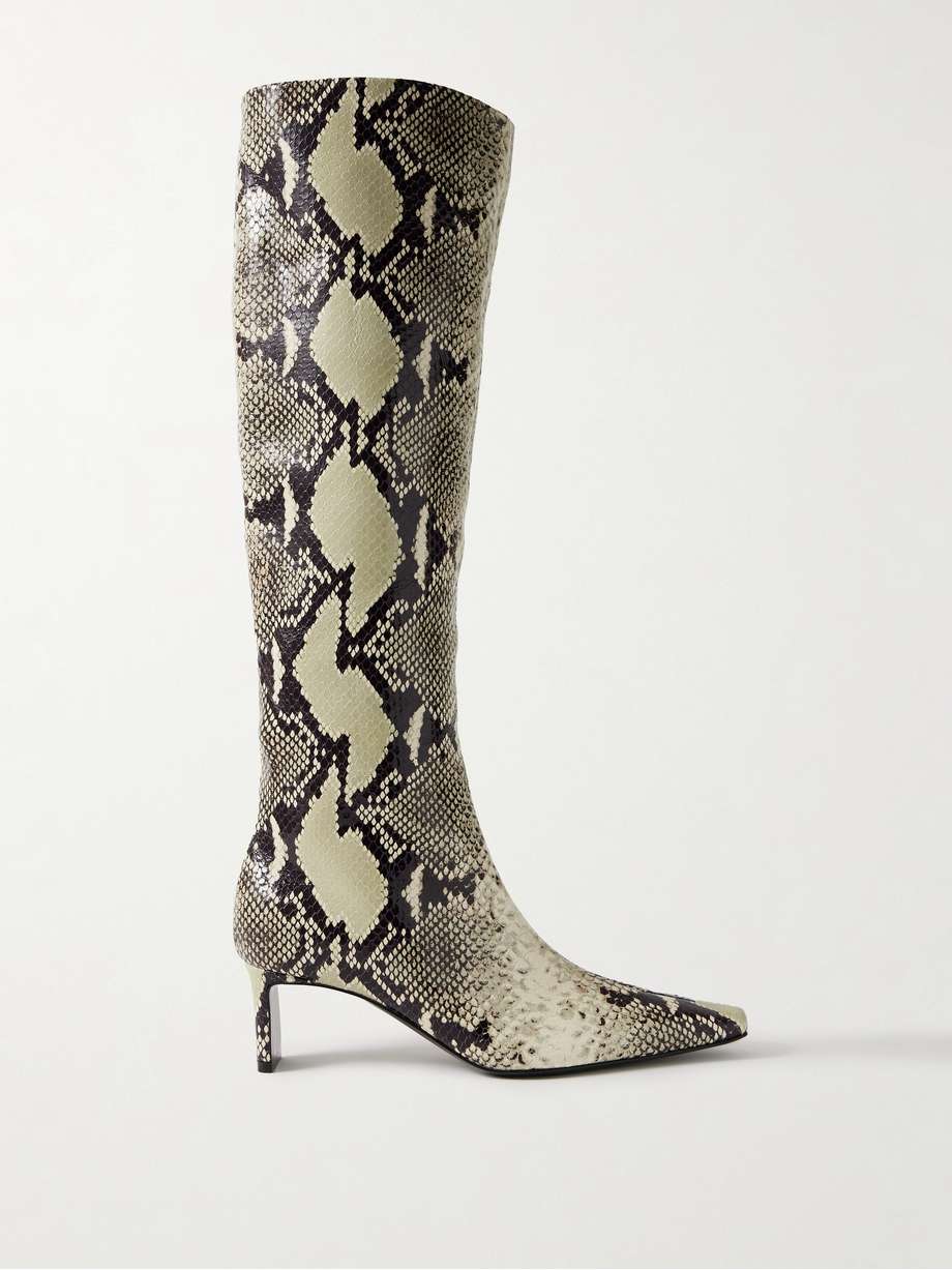 KHAITE Ona snake-print leather knee boots | NET-A-PORTER