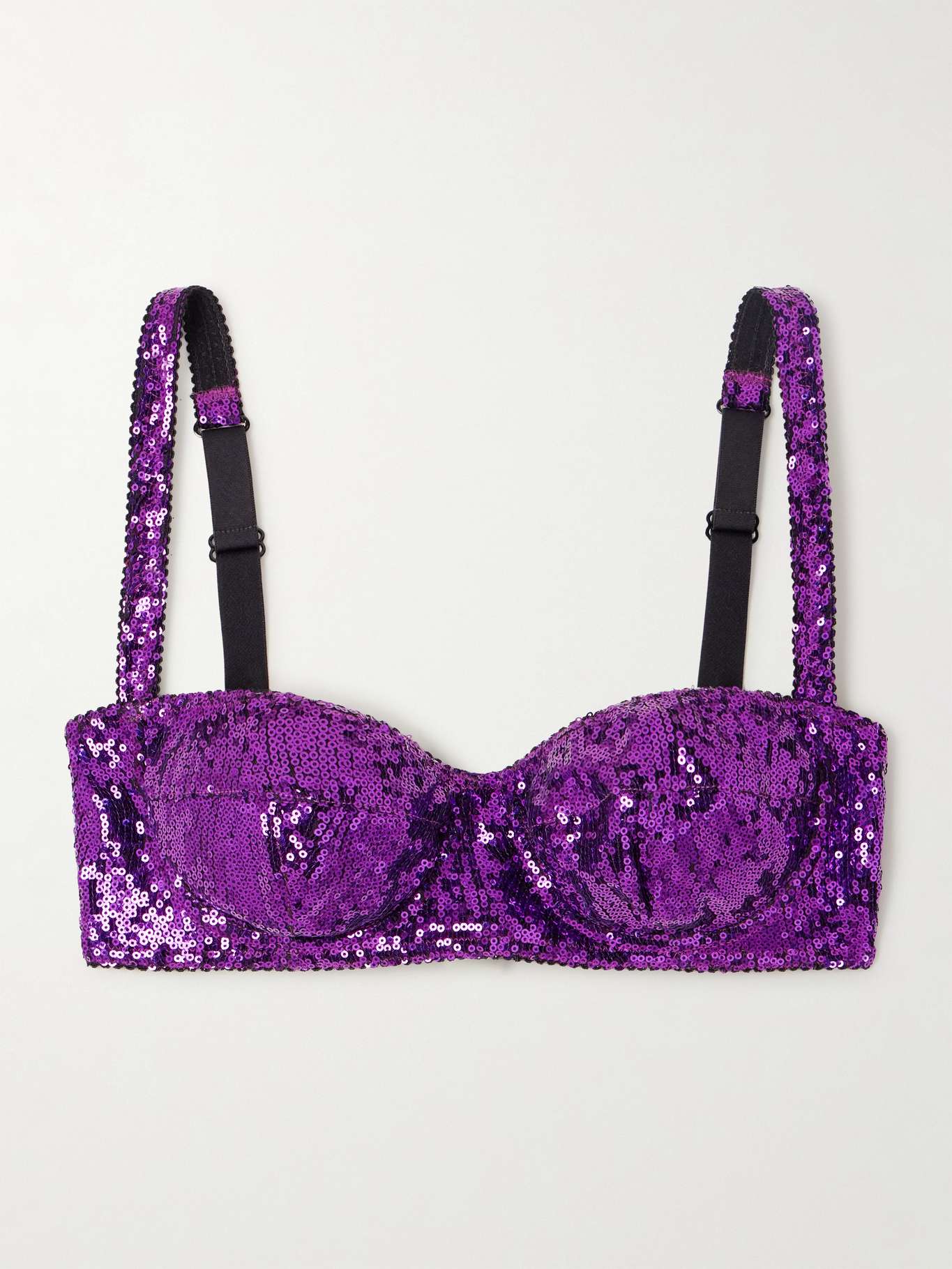 DOLCE&GABBANA Sequined tulle underwired balconette bra | NET-A-PORTER