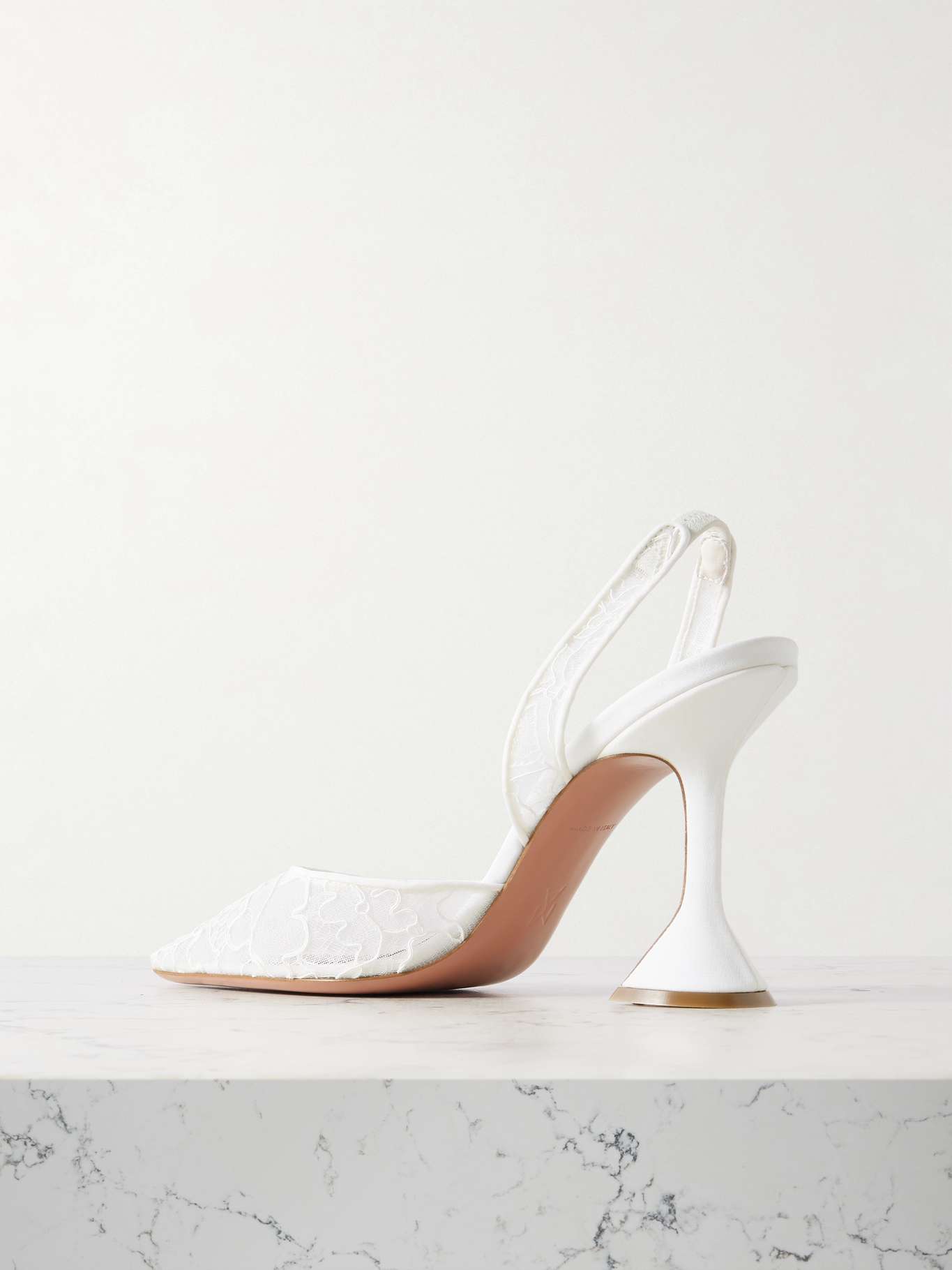 AMINA MUADDI Holli lace and leather slingback pumps | NET-A-PORTER