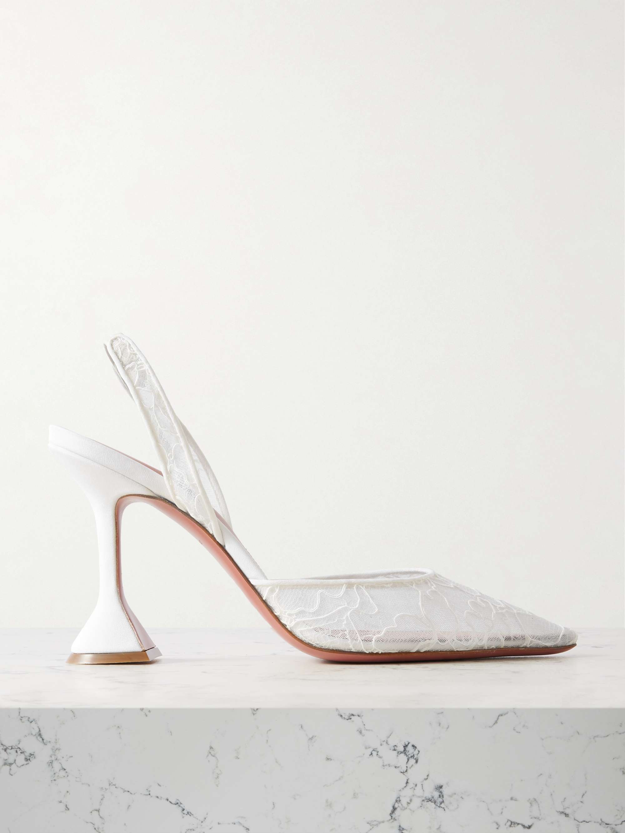 AMINA MUADDI Holli lace and leather slingback pumps | NET-A-PORTER