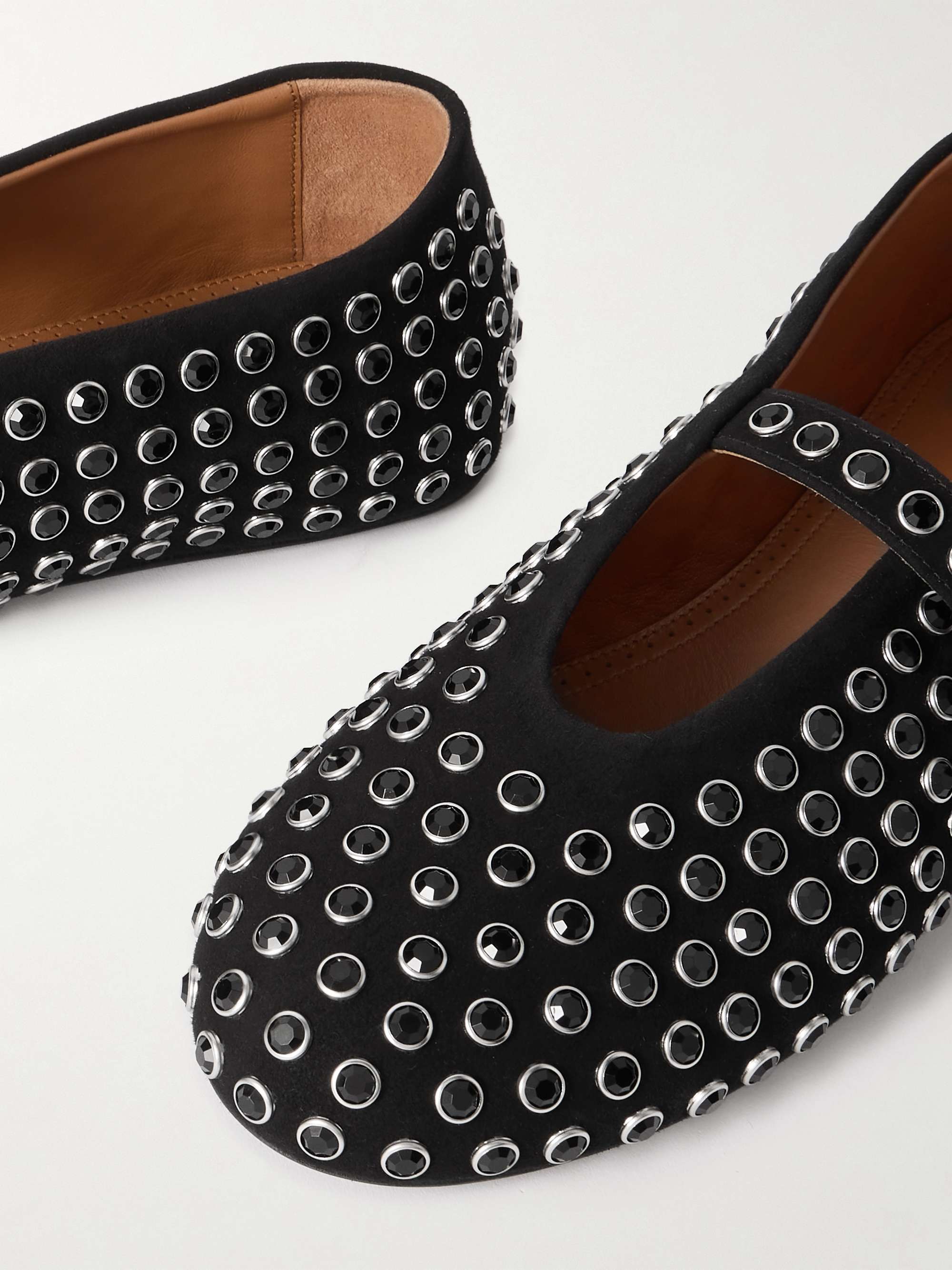 ALAÏA Crystal-embellished suede ballet flats | NET-A-PORTER