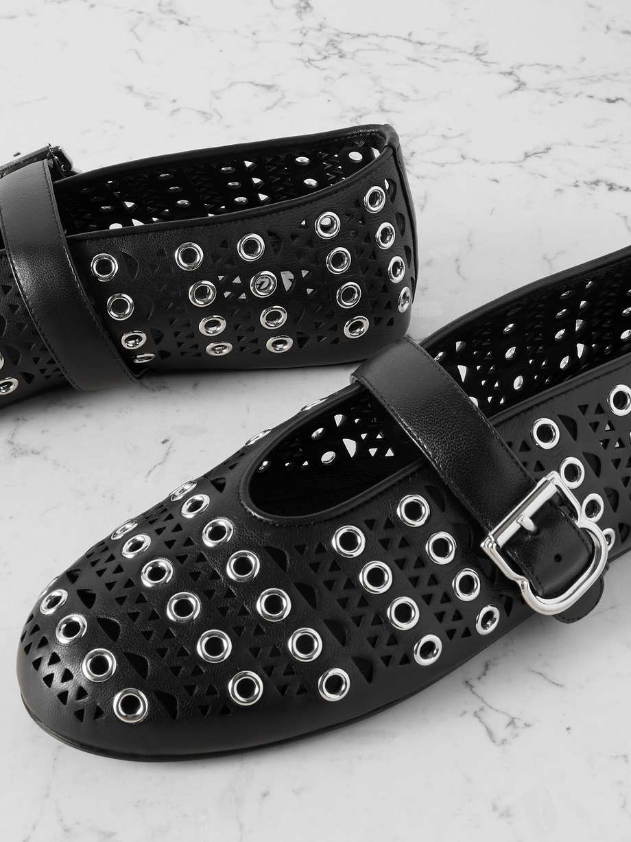 ALAÏA Vienne perforated eyelet-embellished leather ballet flats | NET-A ...