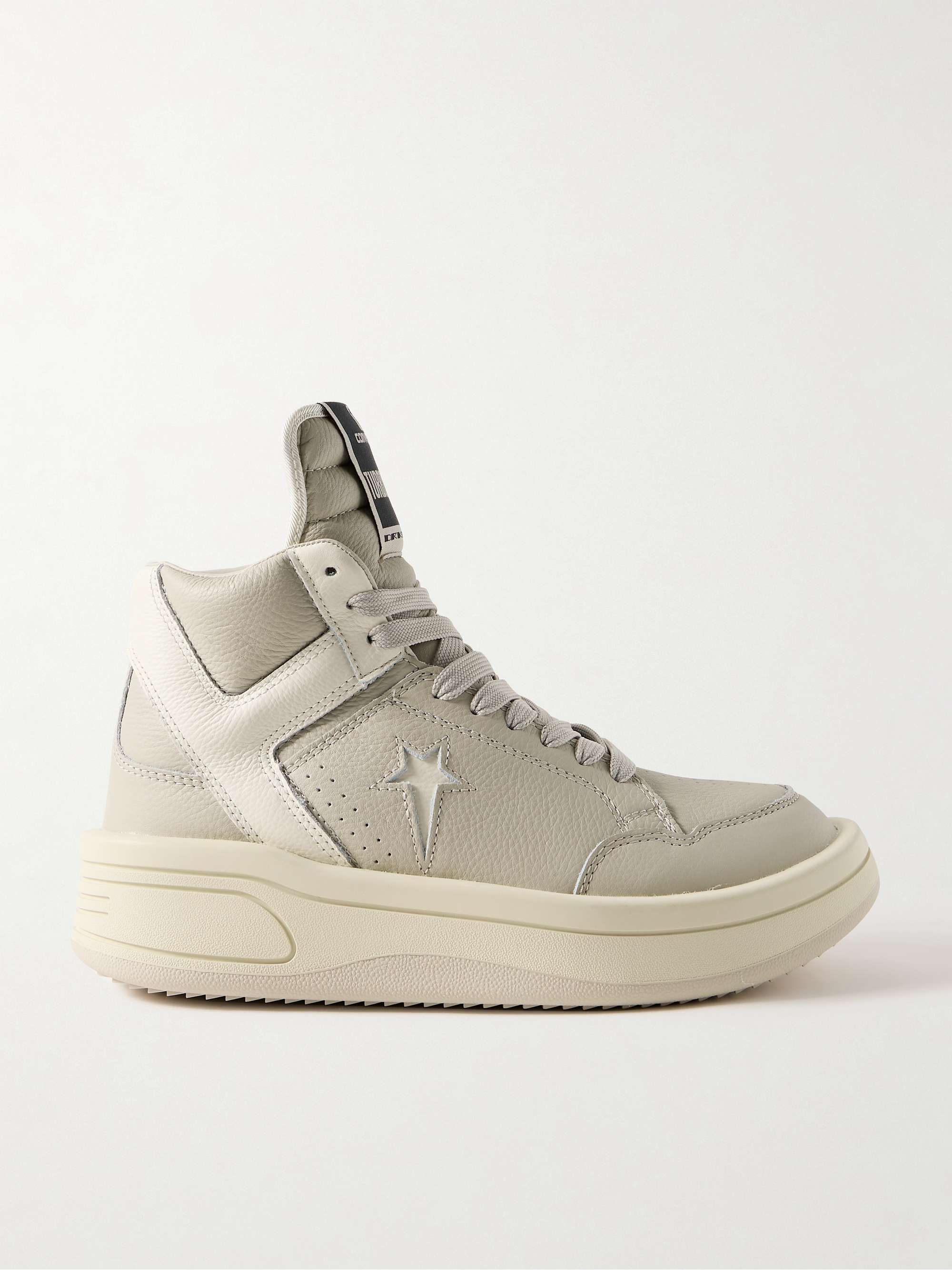 RICK OWENS + Converse Turbowpn textured-leather high-top sneakers | NET ...
