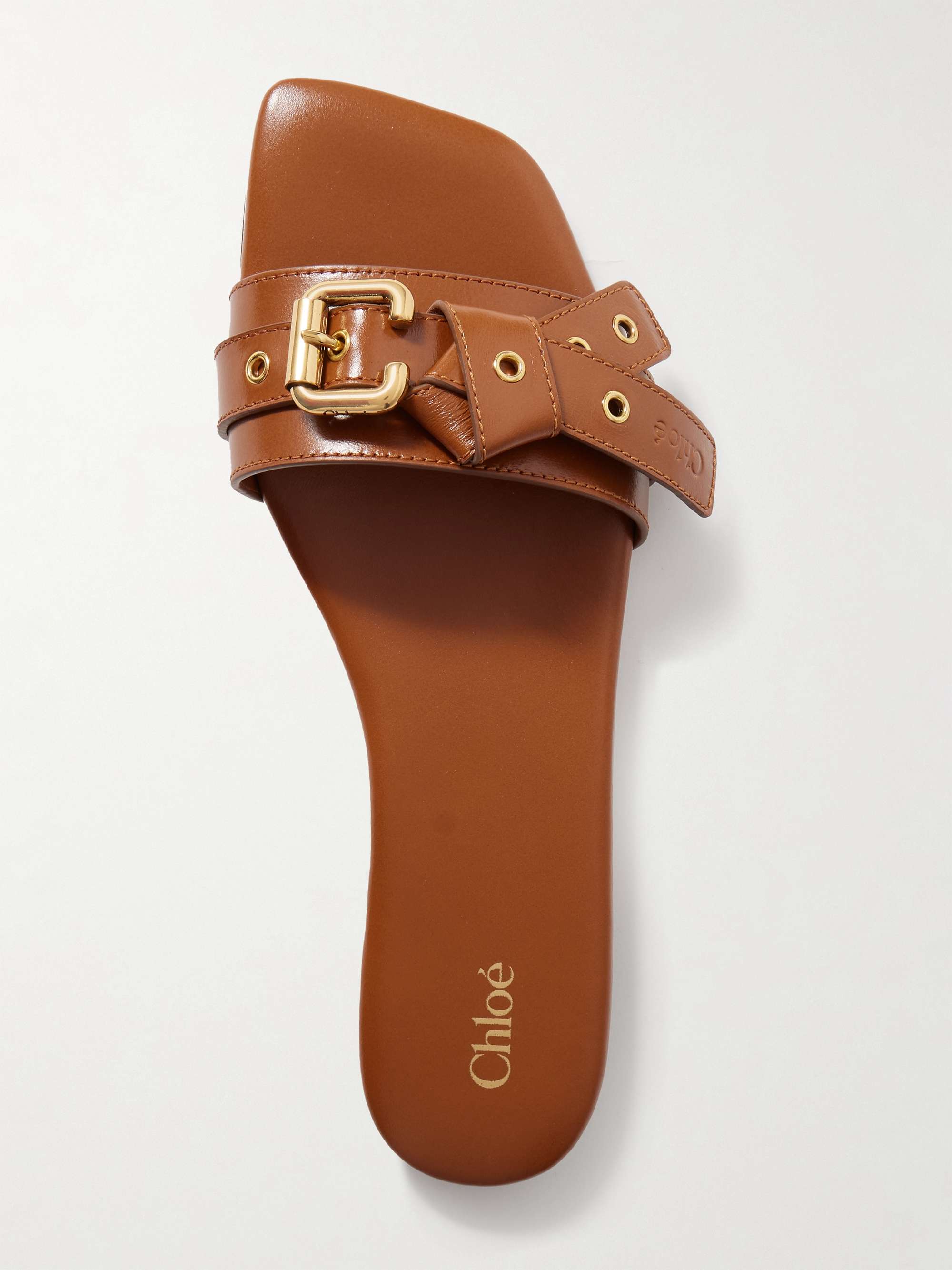 CHLOÉ Mae buckle-embellished leather slides | NET-A-PORTER