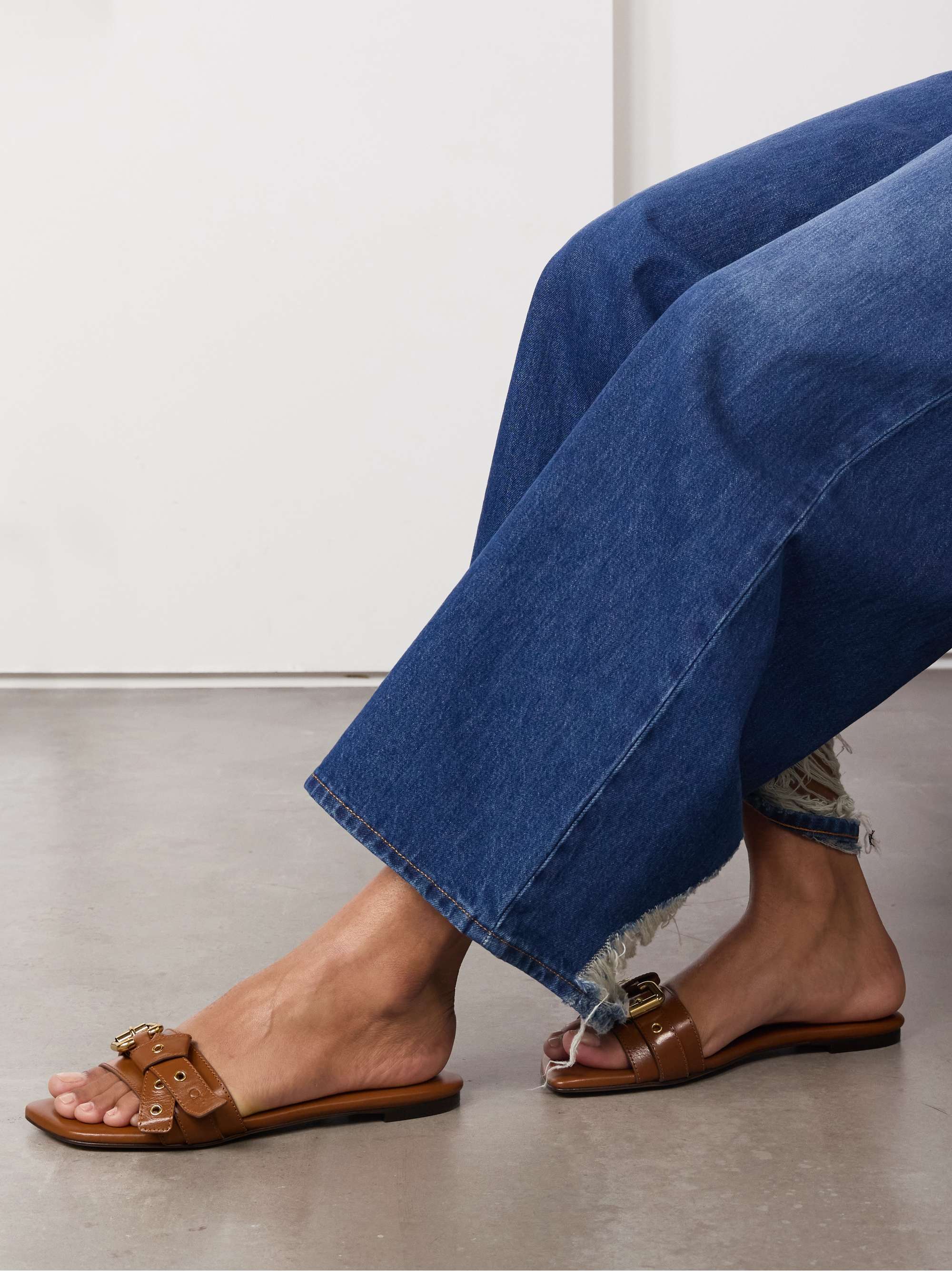 CHLOÉ Mae buckle-embellished leather slides | NET-A-PORTER