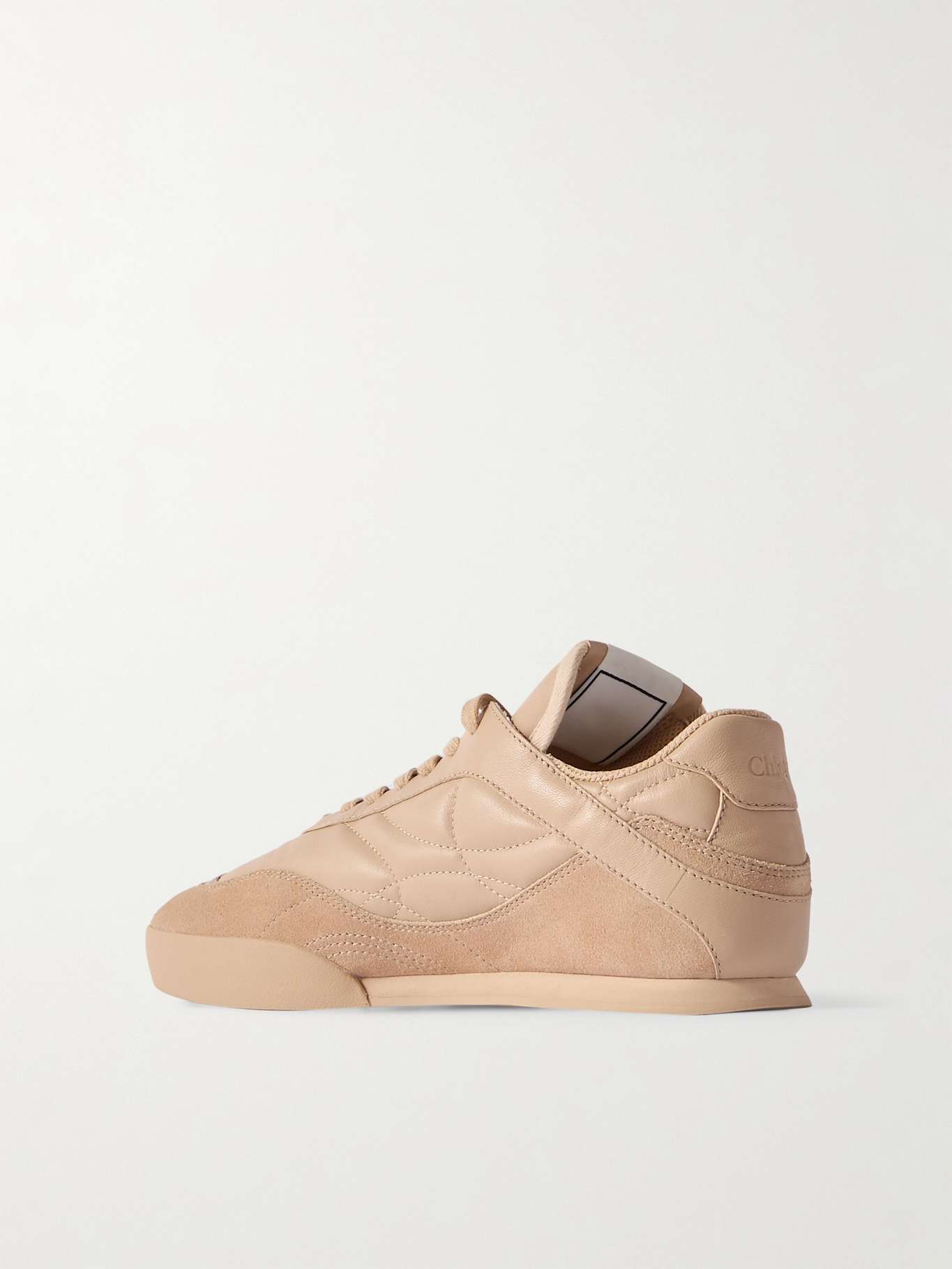 CHLOÉ Kick suede-trimmed quilted leather sneakers | NET-A-PORTER