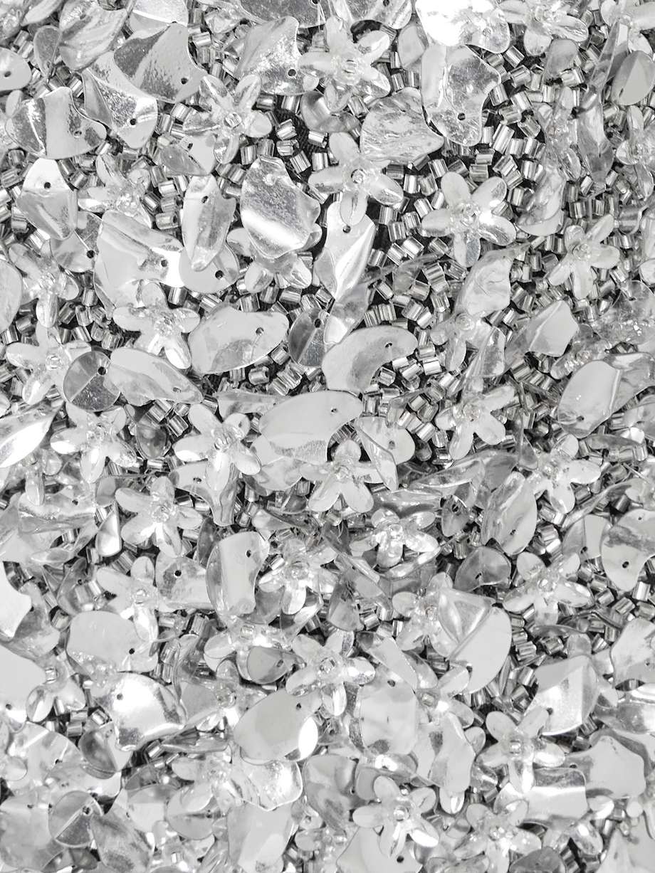 Silver Midas cropped embellished stretch-tulle top | CLIO PEPPIATT ...