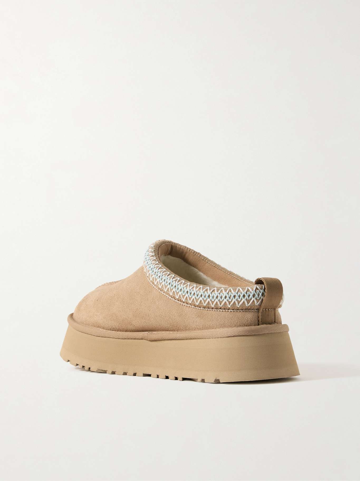 UGG Tazz wool-blend fleece-lined embroidered suede platform slippers ...