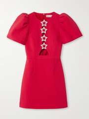 REBECCA VALLANCE Akari cutout crystal-embellished cady mini dress | NET ...