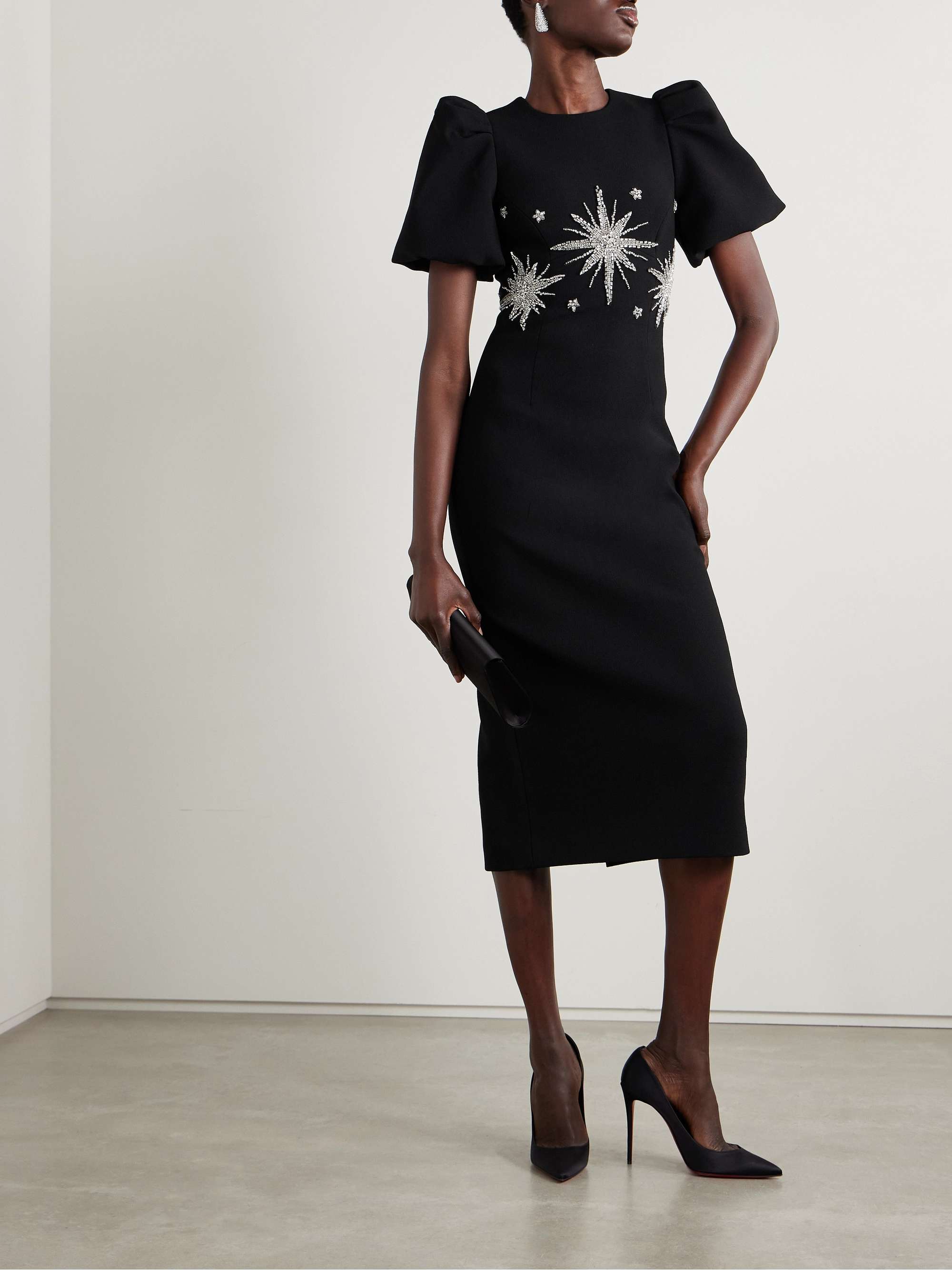 REBECCA VALLANCE Estella crystal-embellished crepe midi dress | NET-A ...