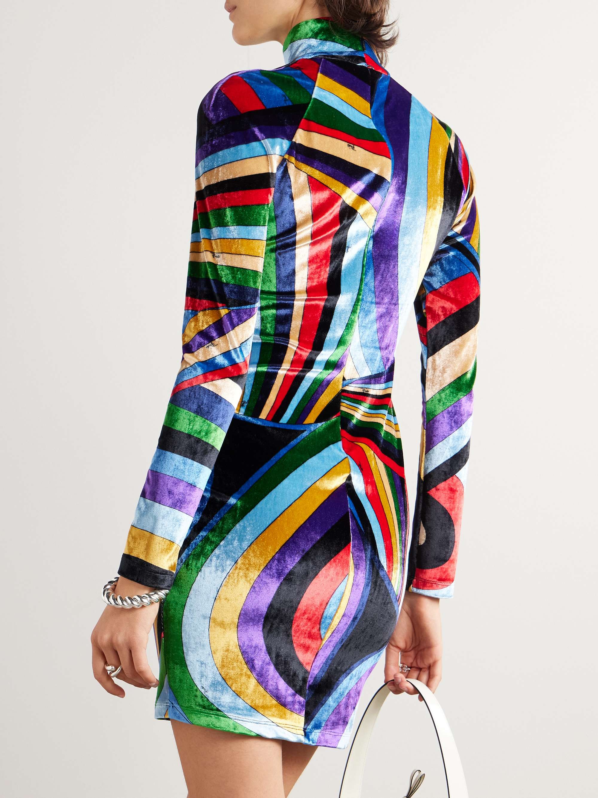 PUCCI Printed stretch-velvet turtleneck mini dress | NET-A-PORTER