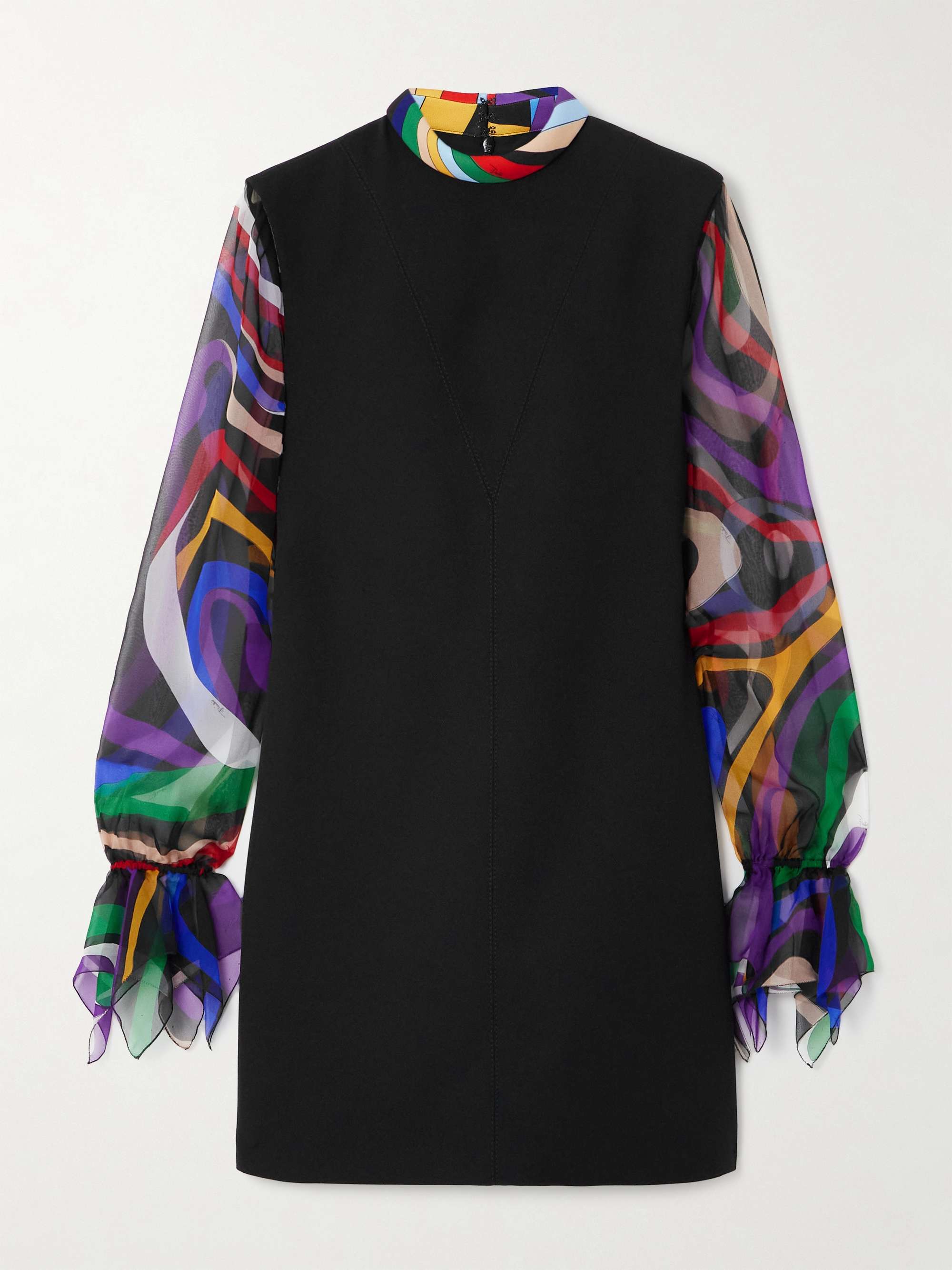 PUCCI Printed silk chiffon-trimmed cady mini dress | NET-A-PORTER