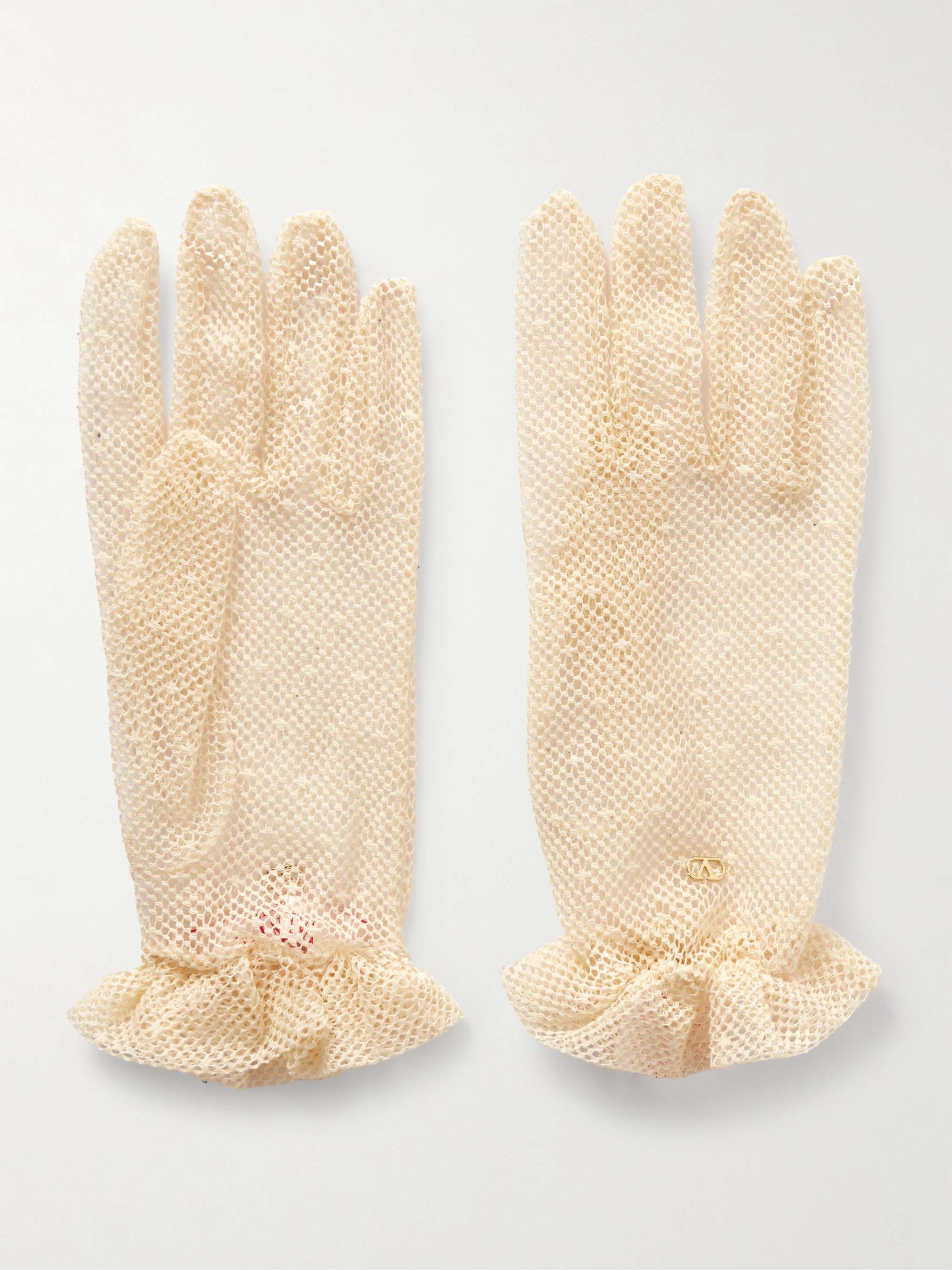 VALENTINO GARAVANI Embellished cotton-blend fishnet gloves | NET-A-PORTER