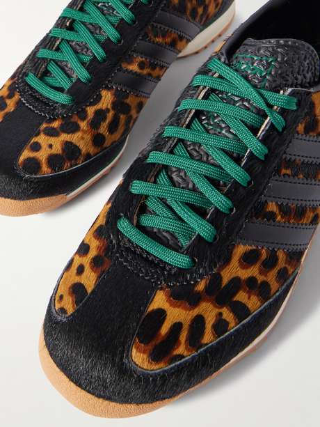 ADIDAS ORIGINALS SL 72 OG leather-trimmed leopard-print calf hair ...