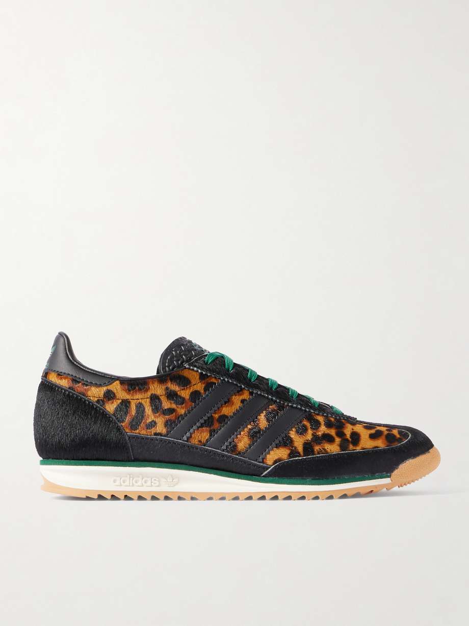 ADIDAS ORIGINALS SL 72 OG leather-trimmed leopard-print calf hair sneakers | NET-A-PORTER