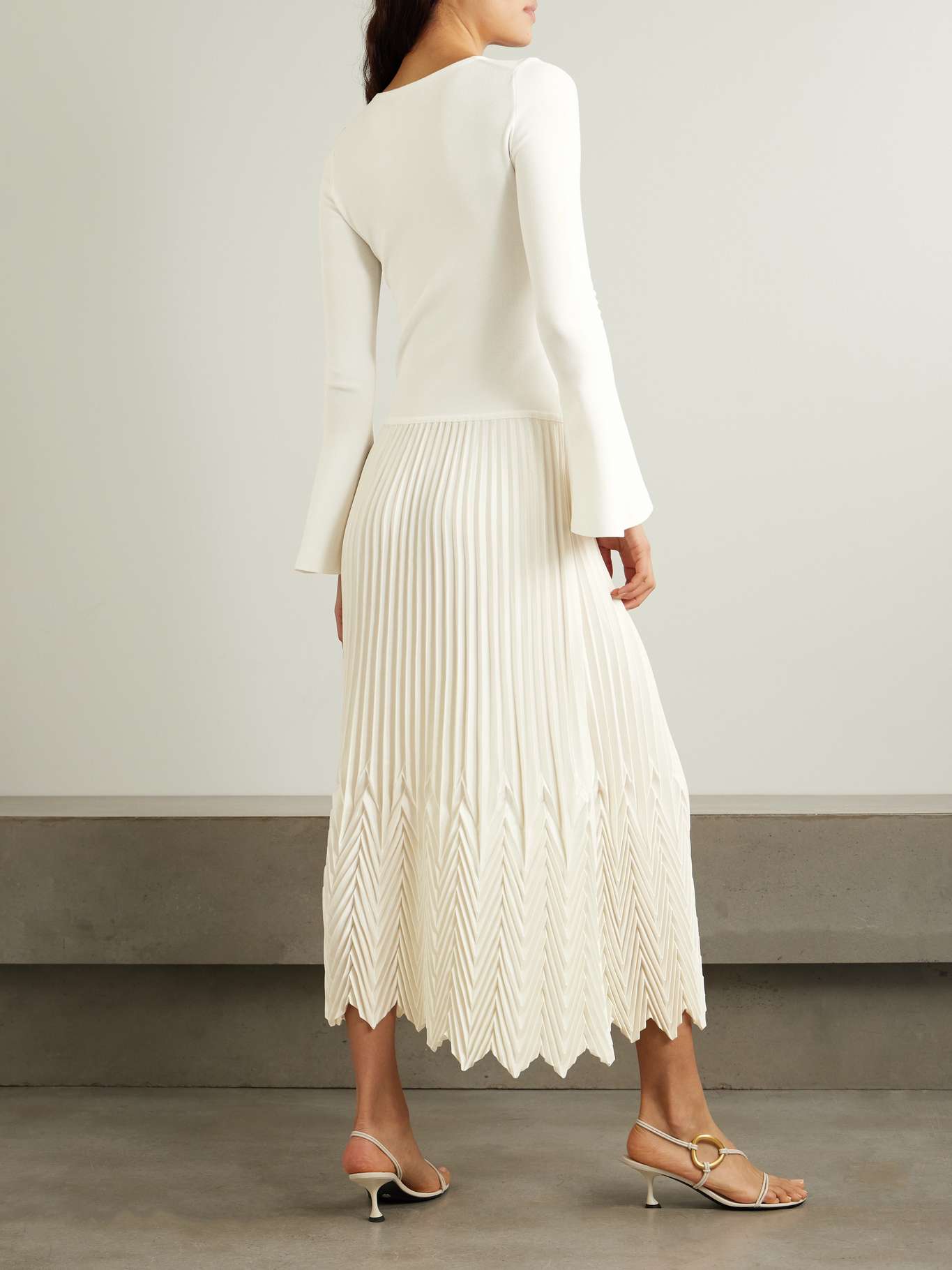 SIMKHAI Damoni jersey and plissé-satin midi dress | NET-A-PORTER