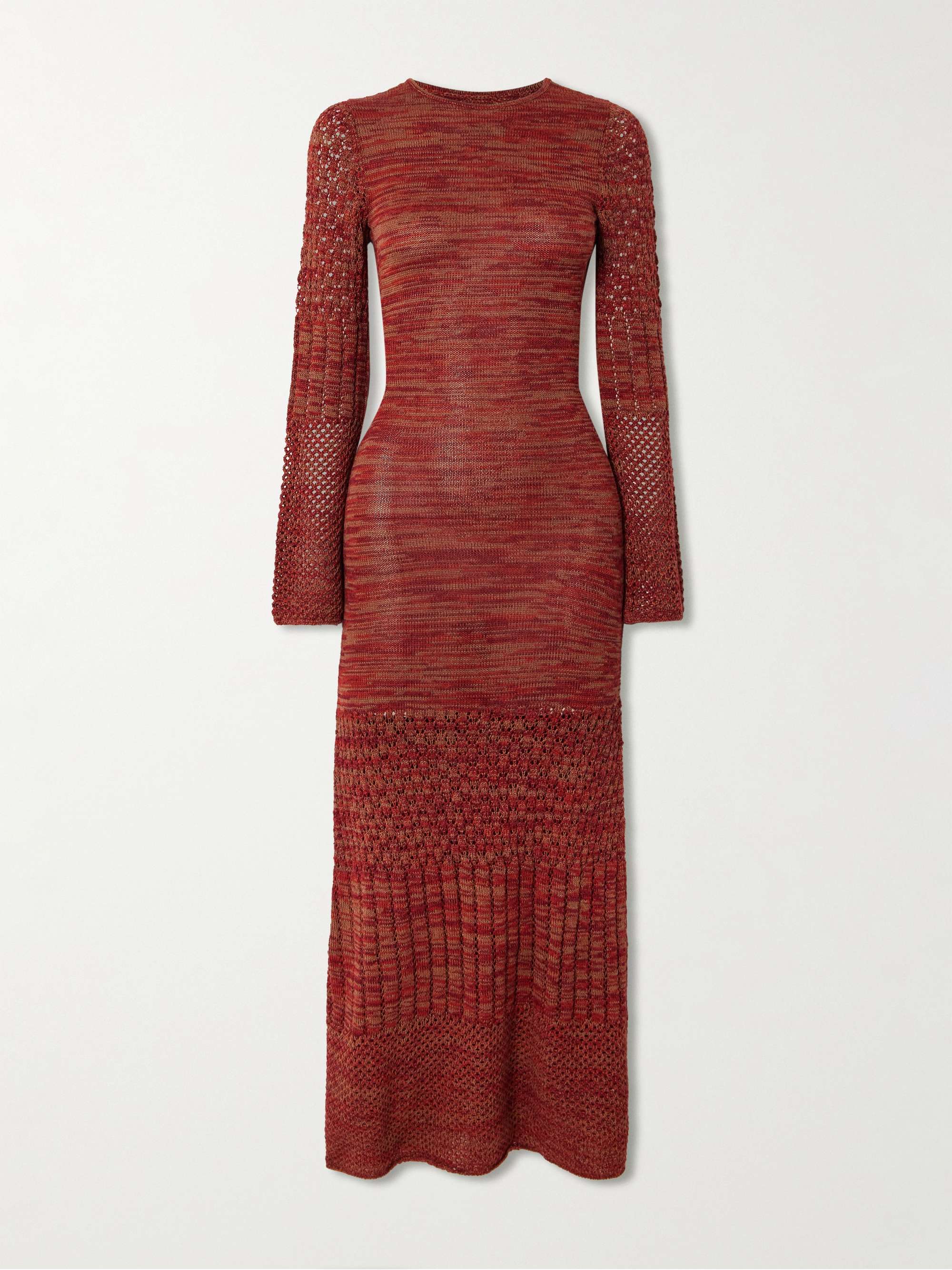 ESCVDO Murga open-back pointelle and ribbed-knit alpaca maxi dress ...