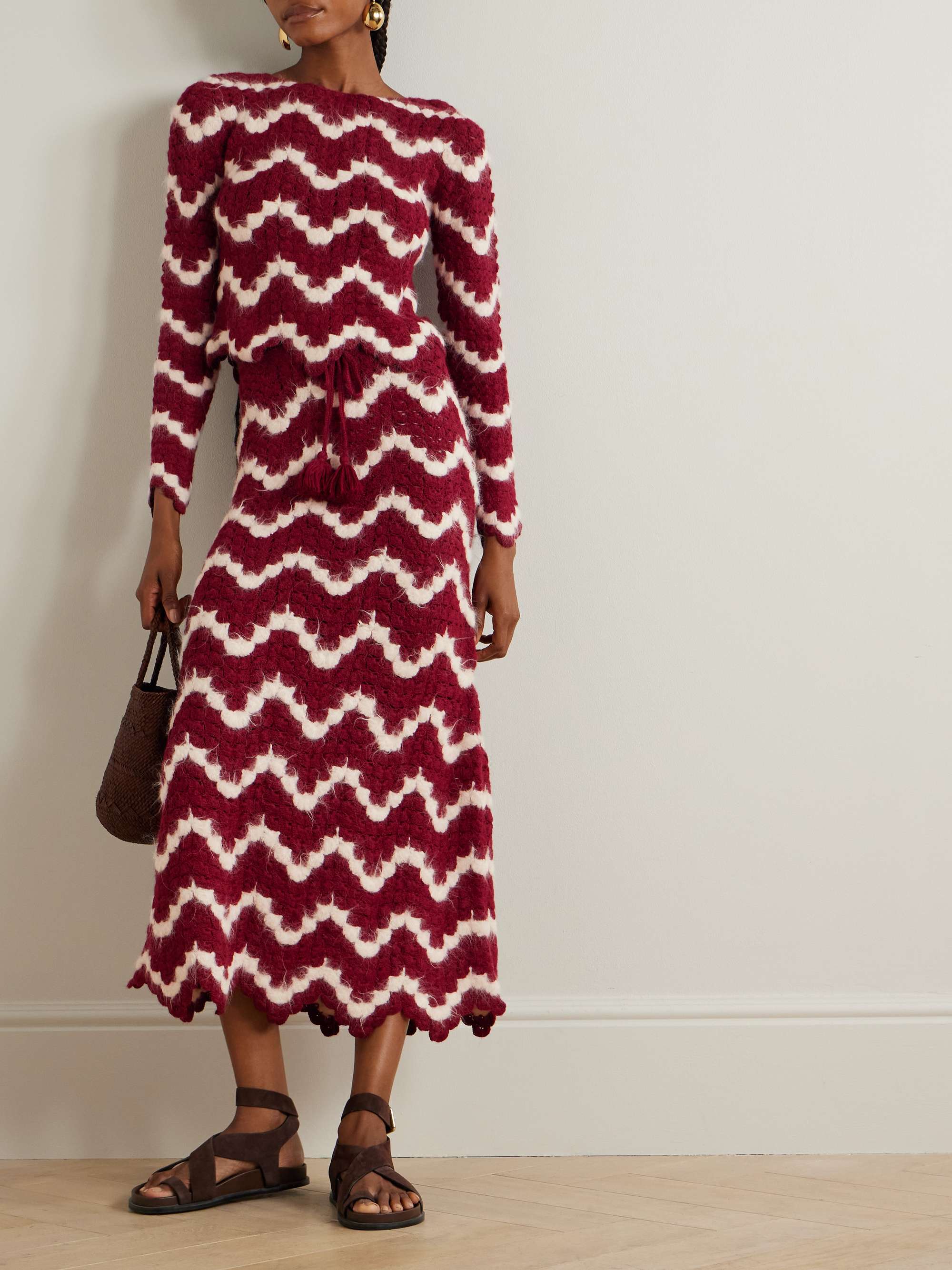 ESCVDO Safi scalloped crocheted alpaca midi skirt | NET-A-PORTER