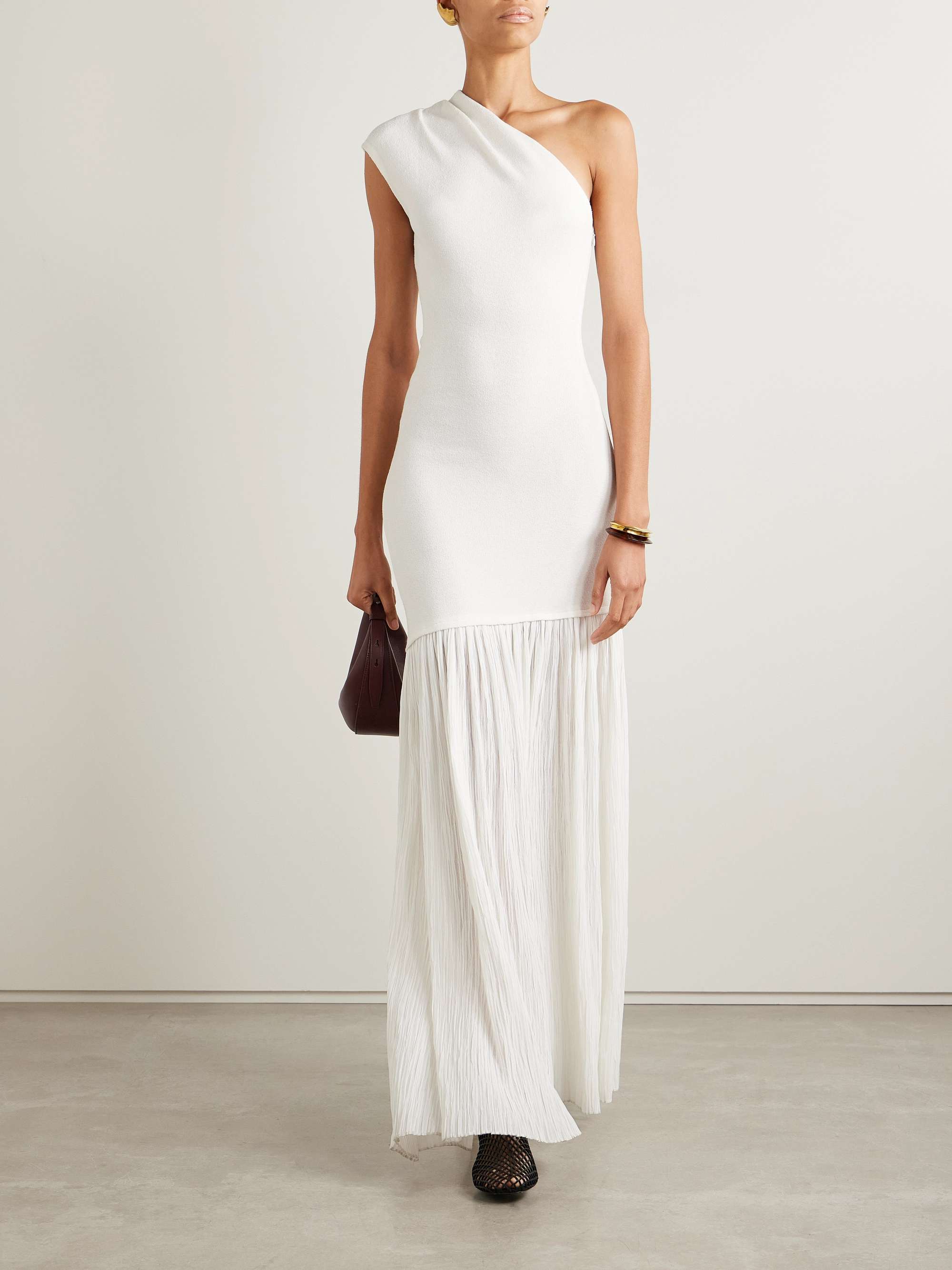 PROENZA SCHOULER Cora one-shoulder stretch-knit and pleated crepon maxi dress | NET-A-PORTER