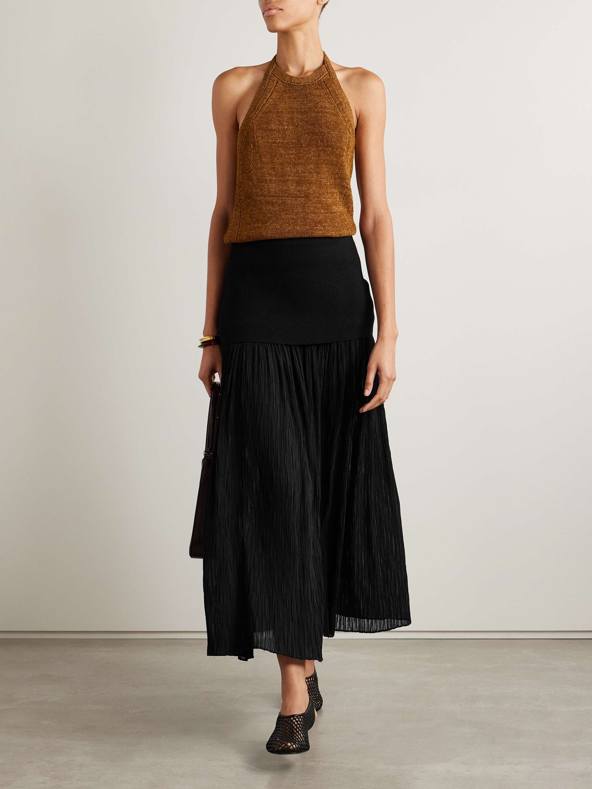 PROENZA SCHOULER Paige pleated crepon and stretch-knit maxi skirt | NET-A-PORTER