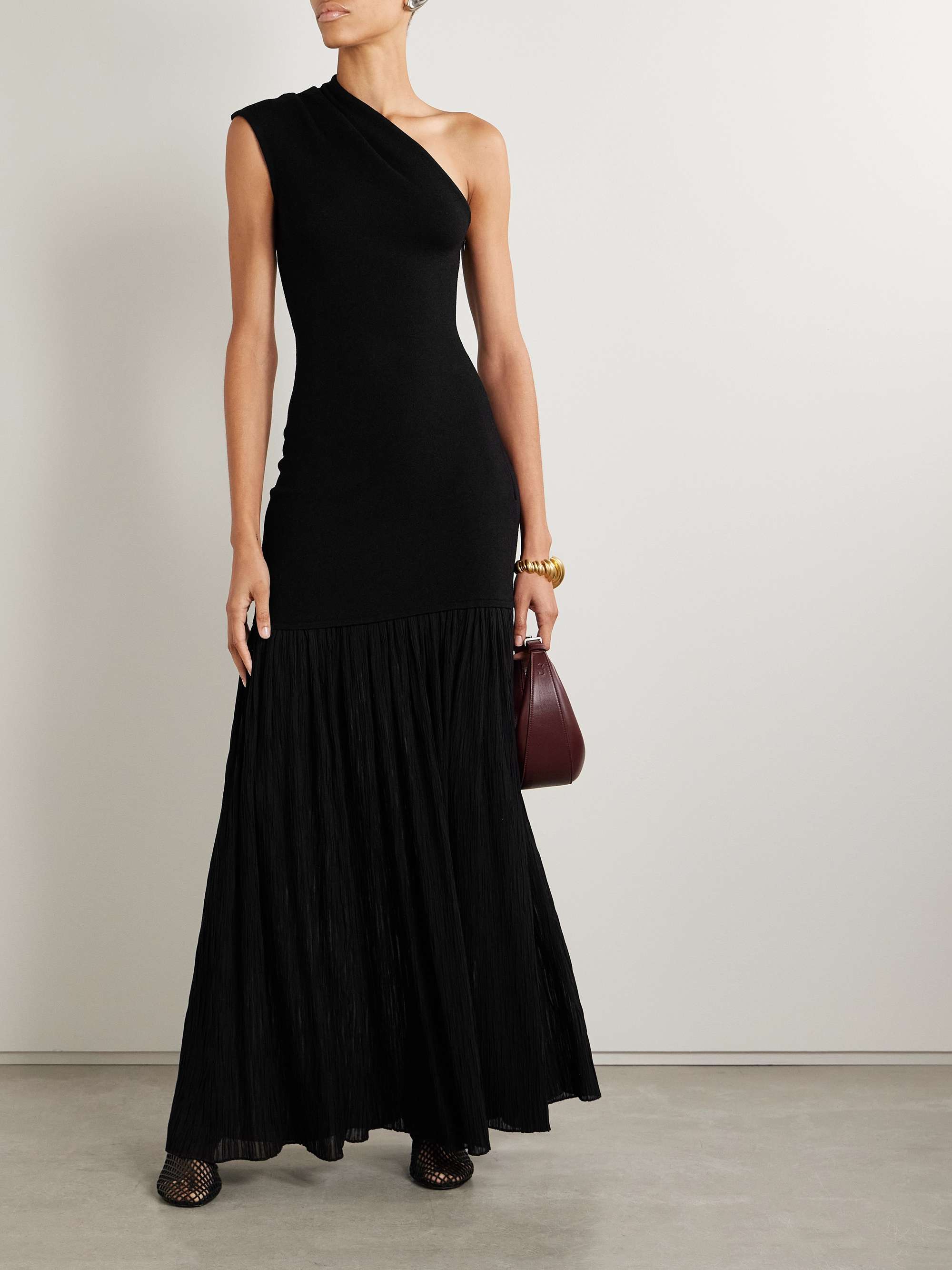 PROENZA SCHOULER Cora one-shoulder stretch-knit and pleated crepon maxi dress | NET-A-PORTER