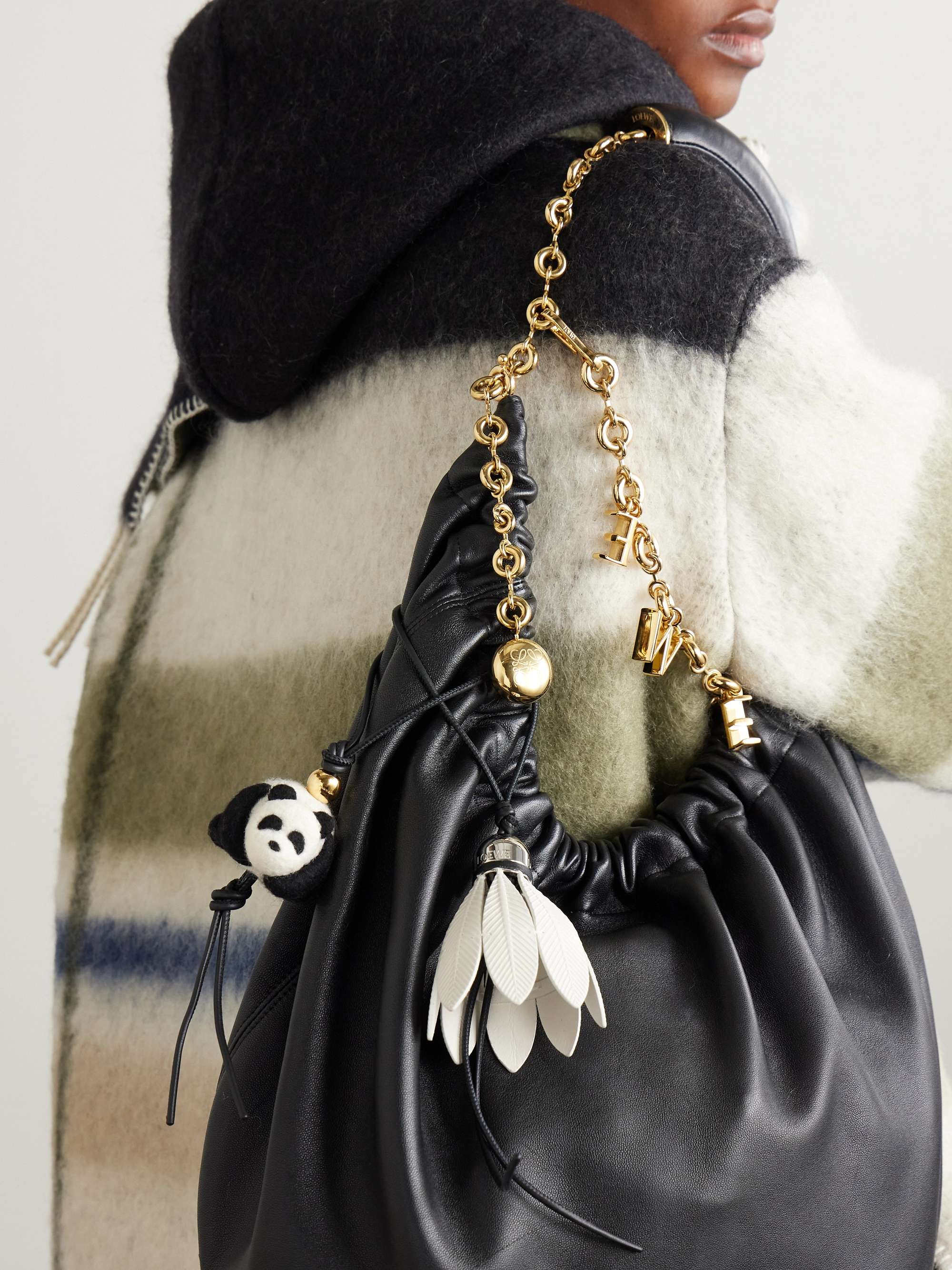 LOEWE + Suna Fujita Panda felt, leather and gold-tone bag LOEWE + Suna Fujita Panda felt, leather and gold-tone bag
