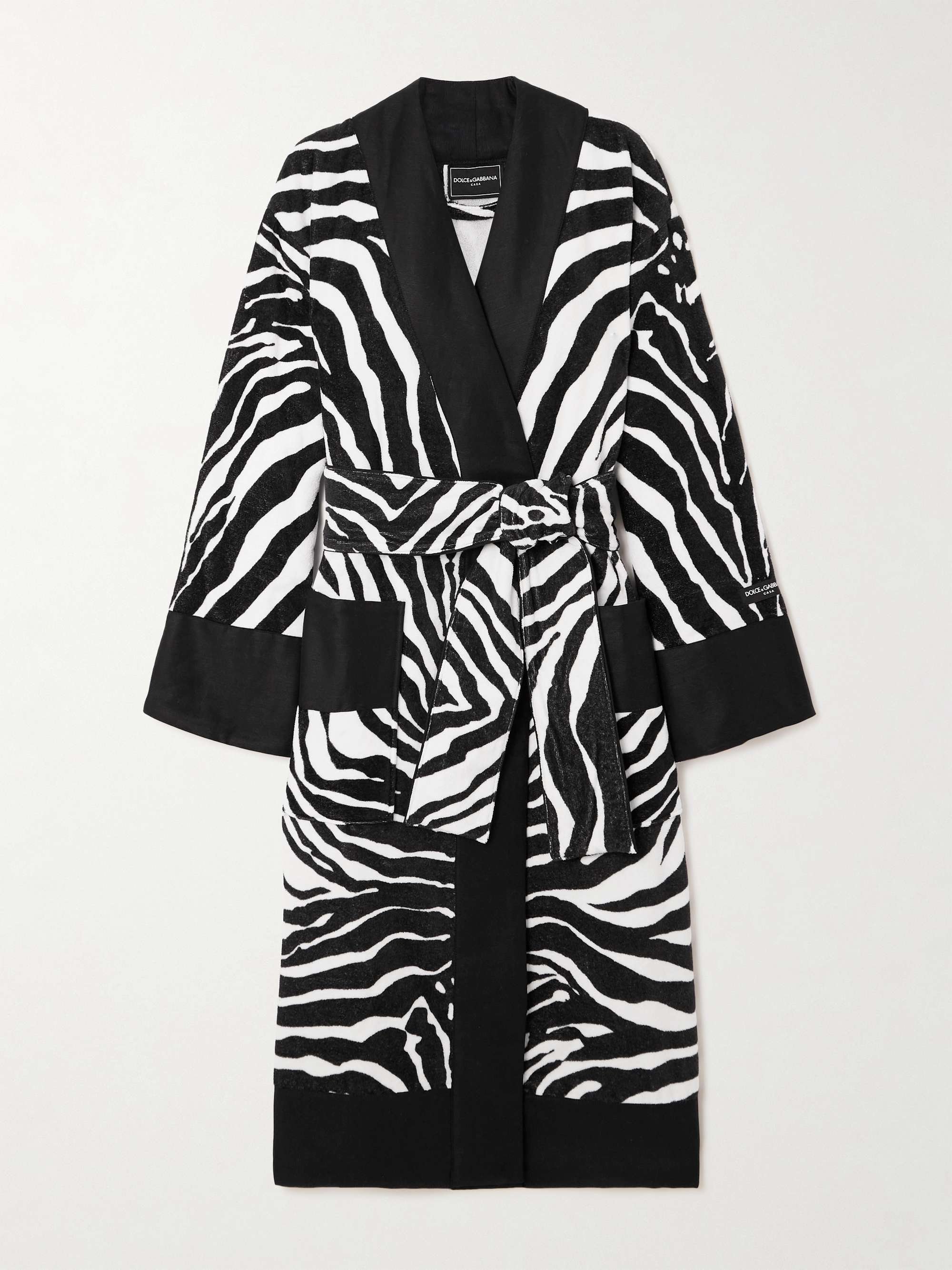 DOLCE&GABBANA Belted zebra-print cotton-terry robe | NET-A-PORTER