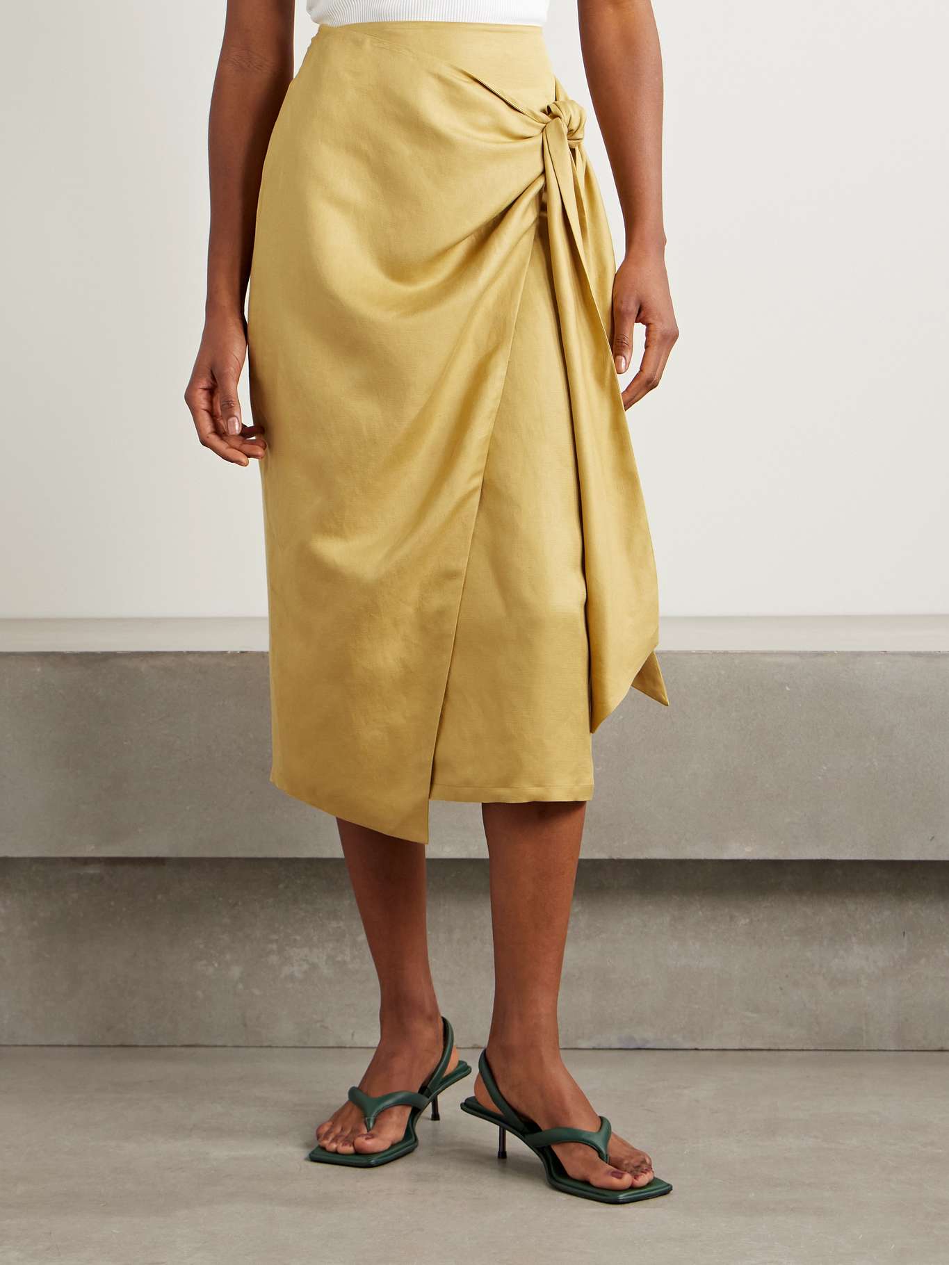 MAX MARA Tequila linen and silk-blend midi wrap skirt | NET-A-PORTER