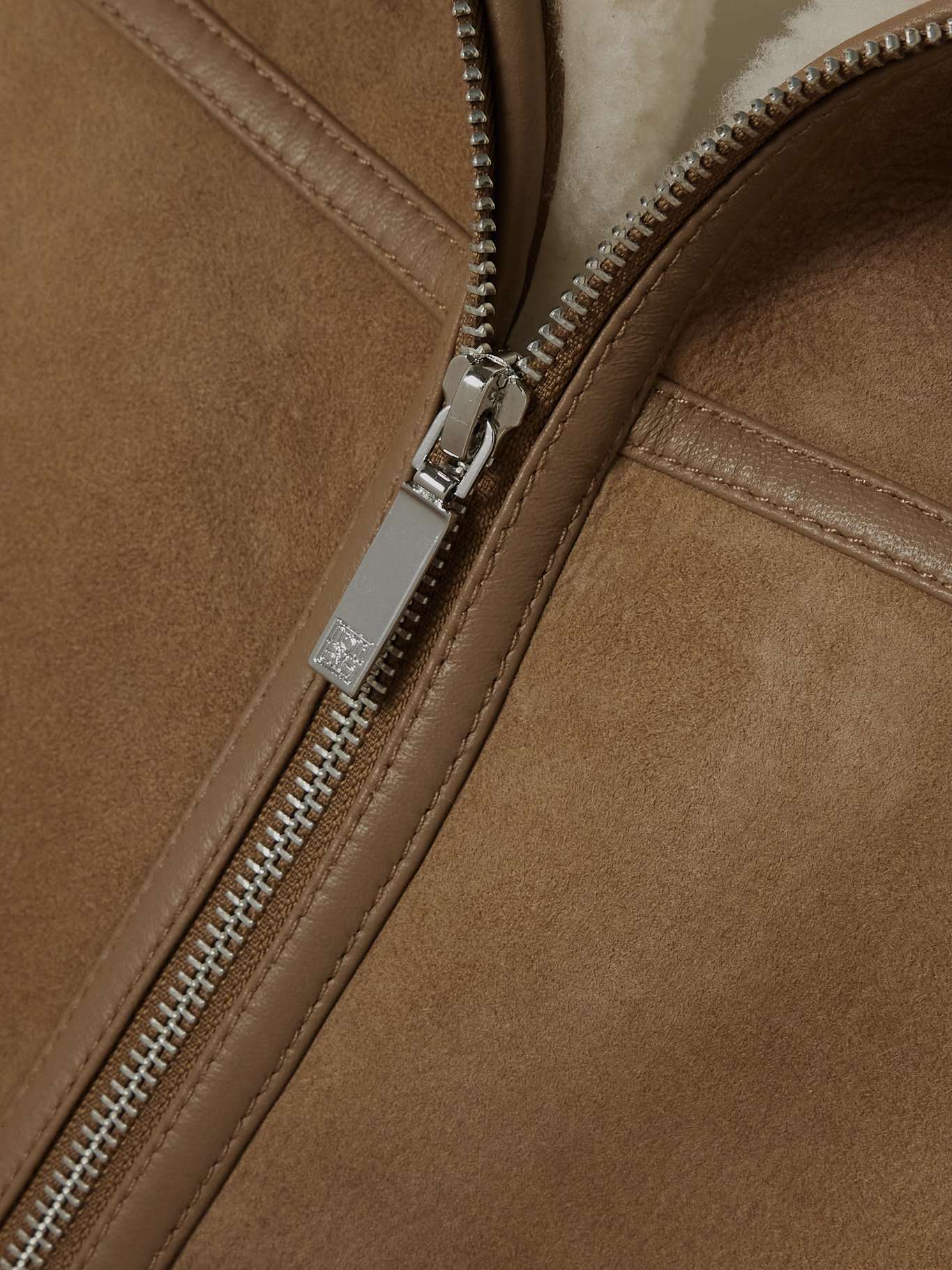 TOTEME Leather-trimmed shearling jacket | NET-A-PORTER