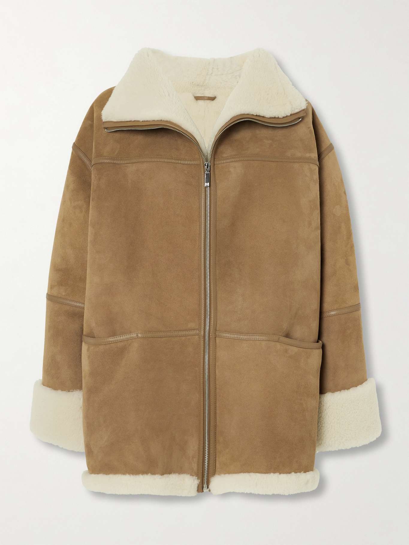 TOTEME Leather-trimmed shearling jacket | NET-A-PORTER