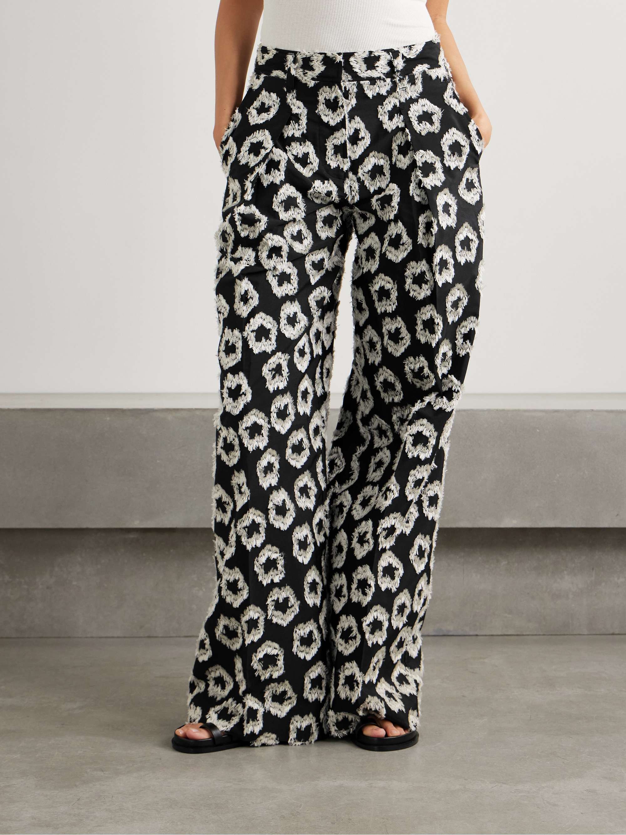 ULLA JOHNSON Cai pleated recycled fil coupé faille wide-leg pants | NET ...