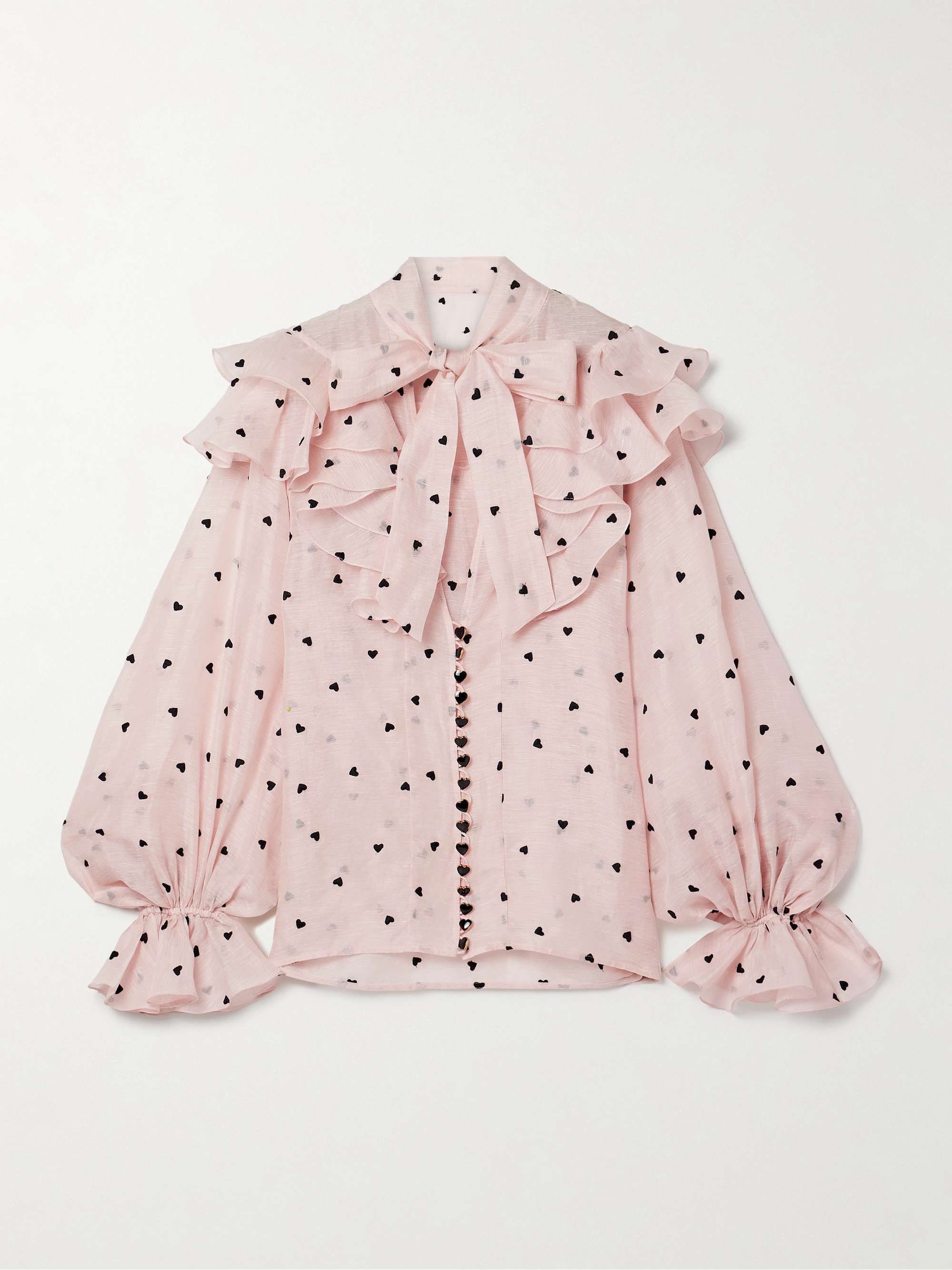 ZIMMERMANN Crush ruffled embroidered linen and silk-blend organza blouse | NET-A-PORTER