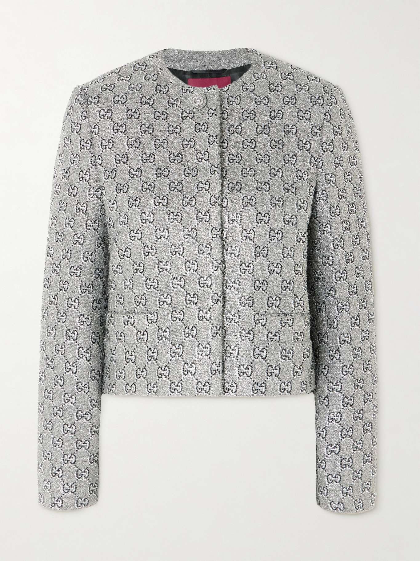 GUCCI Crystal-embellished metallic tweed jacket | NET-A-PORTER