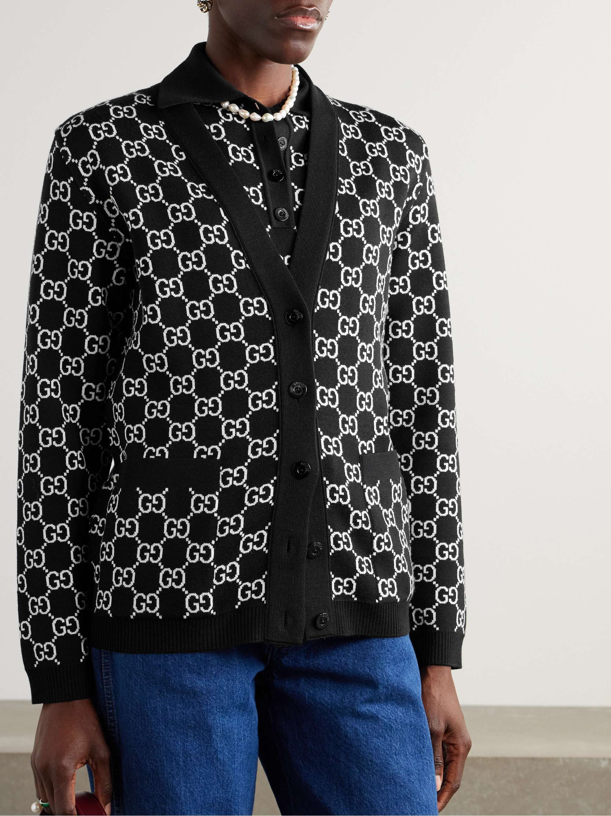 GUCCI Reversible logo-jacquard wool-blend cardigan | NET-A-PORTER
