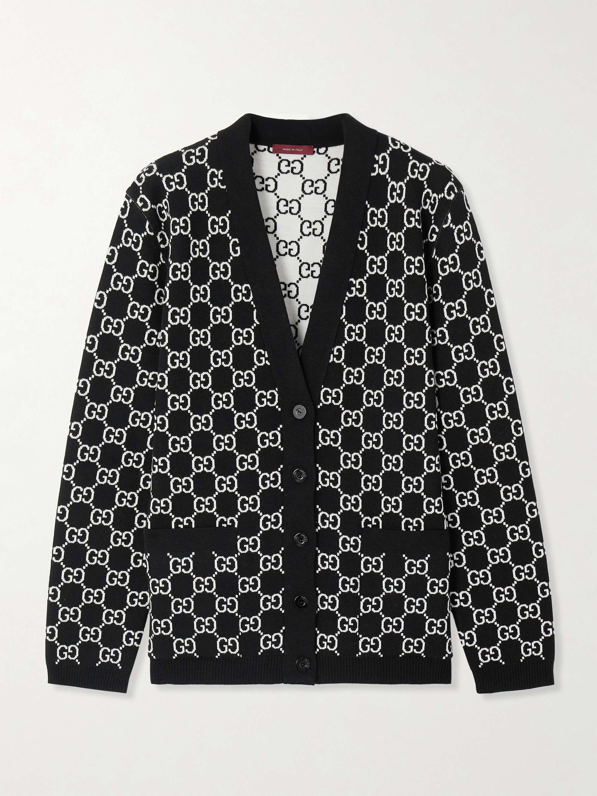 GUCCI Reversible logo-jacquard wool-blend cardigan | NET-A-PORTER