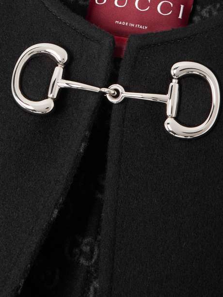 GUCCI Horsebit-embellished wool and silk-blend cape | NET-A-PORTER