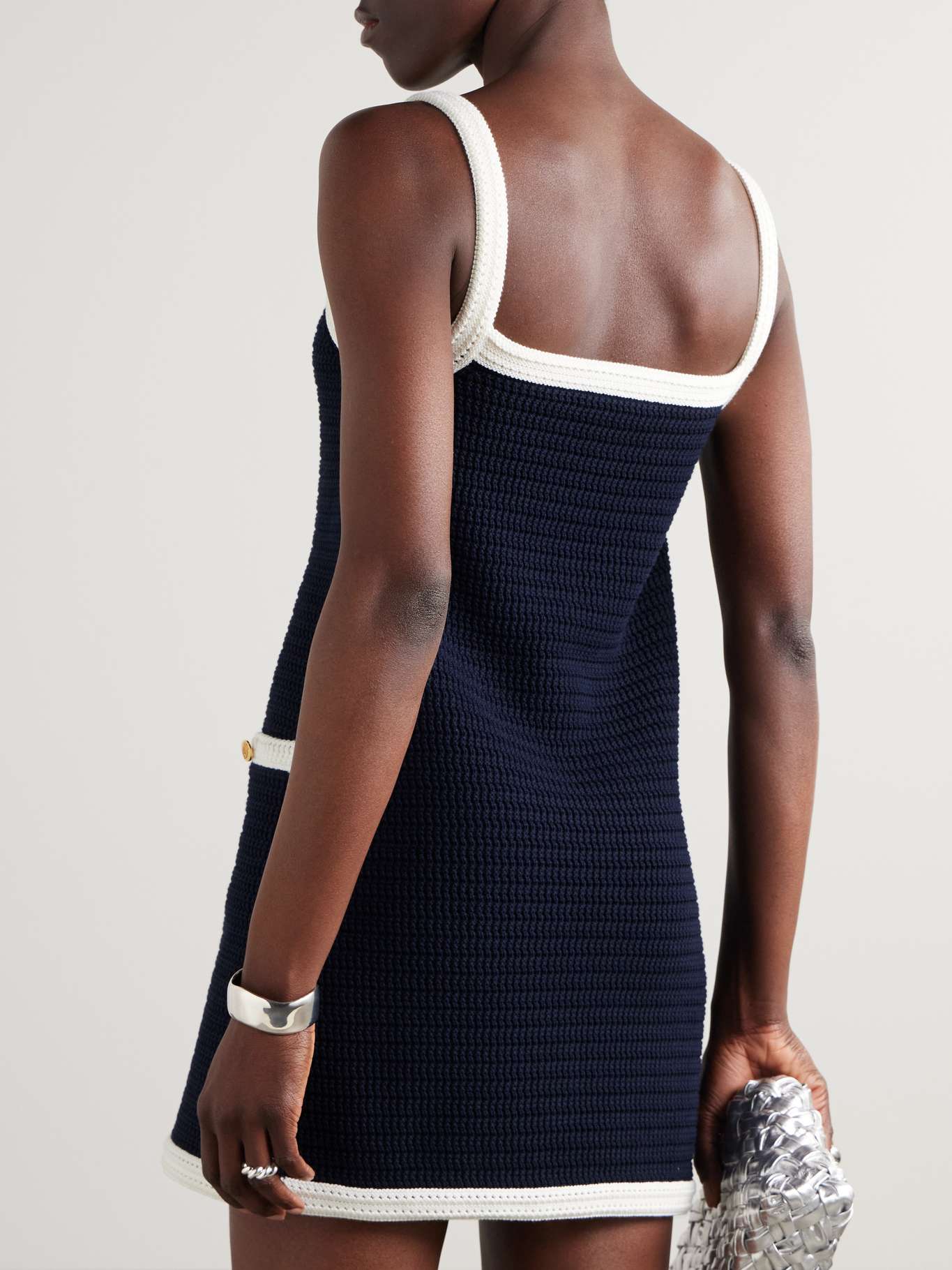 GUCCI Two-tone crocheted cotton-blend mini dress | NET-A-PORTER