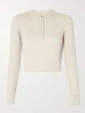SKIMS Long Sleeve Crop Henley - Heather Oatmeal | NET-A-PORTER