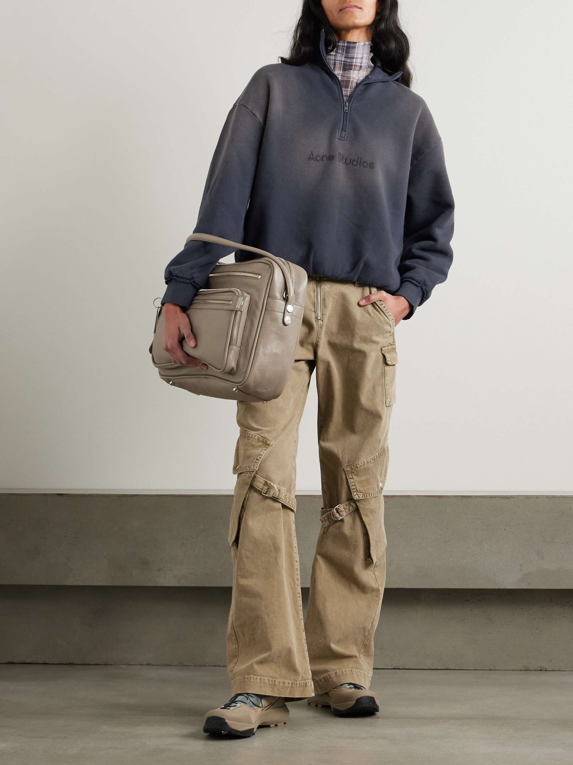 ACNE STUDIOS Appliquéd cotton-jersey wide-leg track pants ACNE STUDIOS Appliquéd cotton-jersey wide-leg track pants