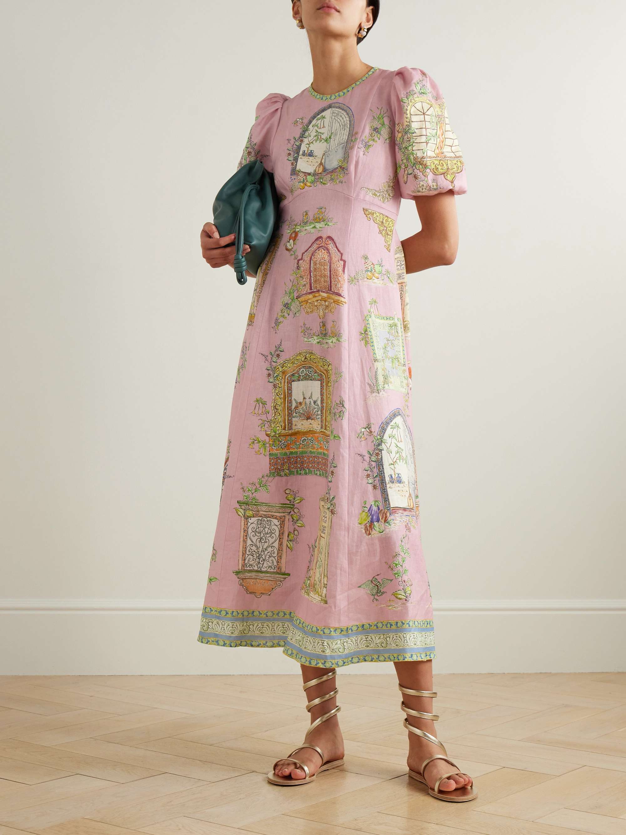 ALÉMAIS + Nadia Hernández Monte printed linen midi dress | NET-A-PORTER