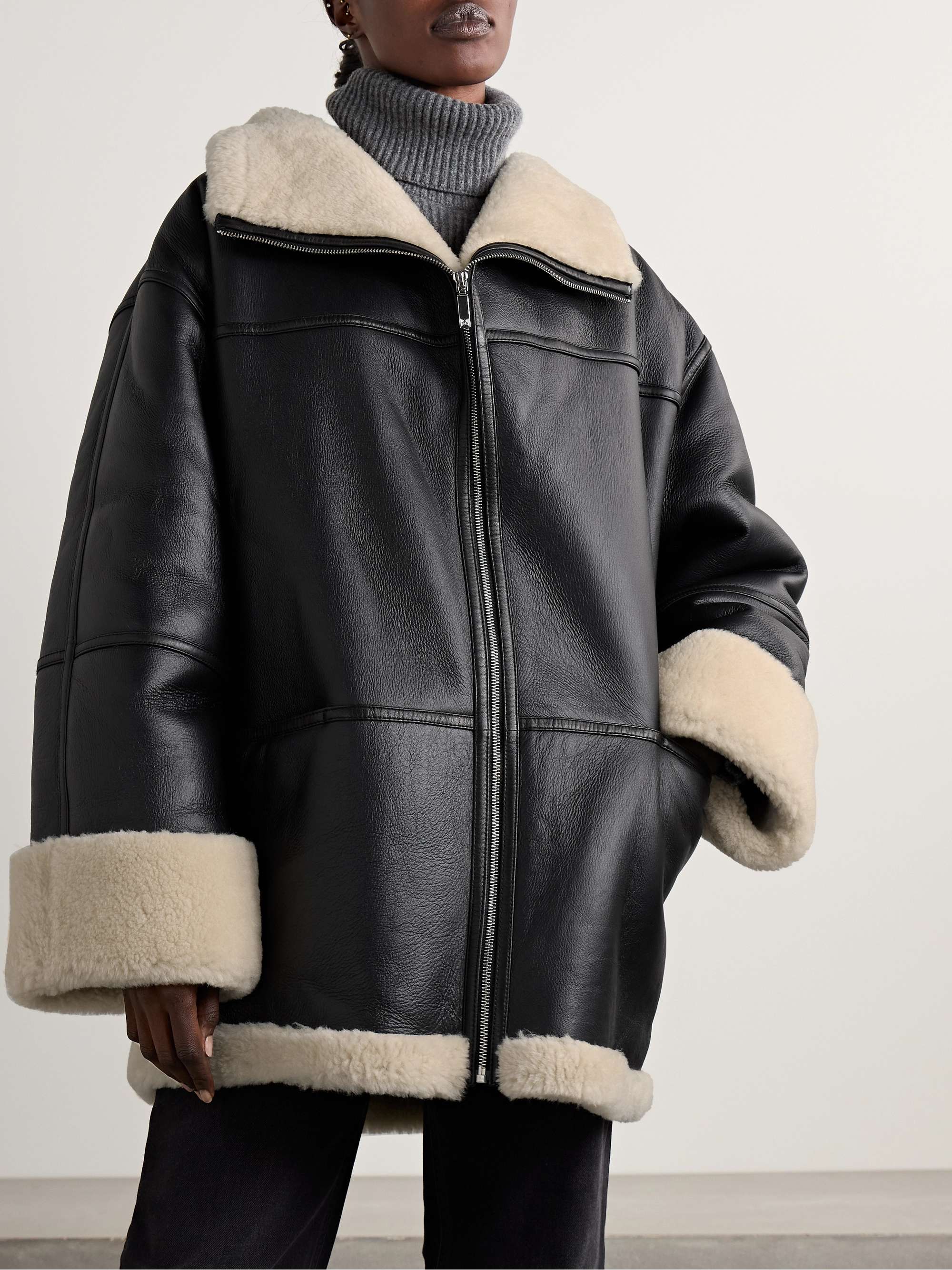 TOTEME Two-tone shearling jacket | NET-A-PORTER