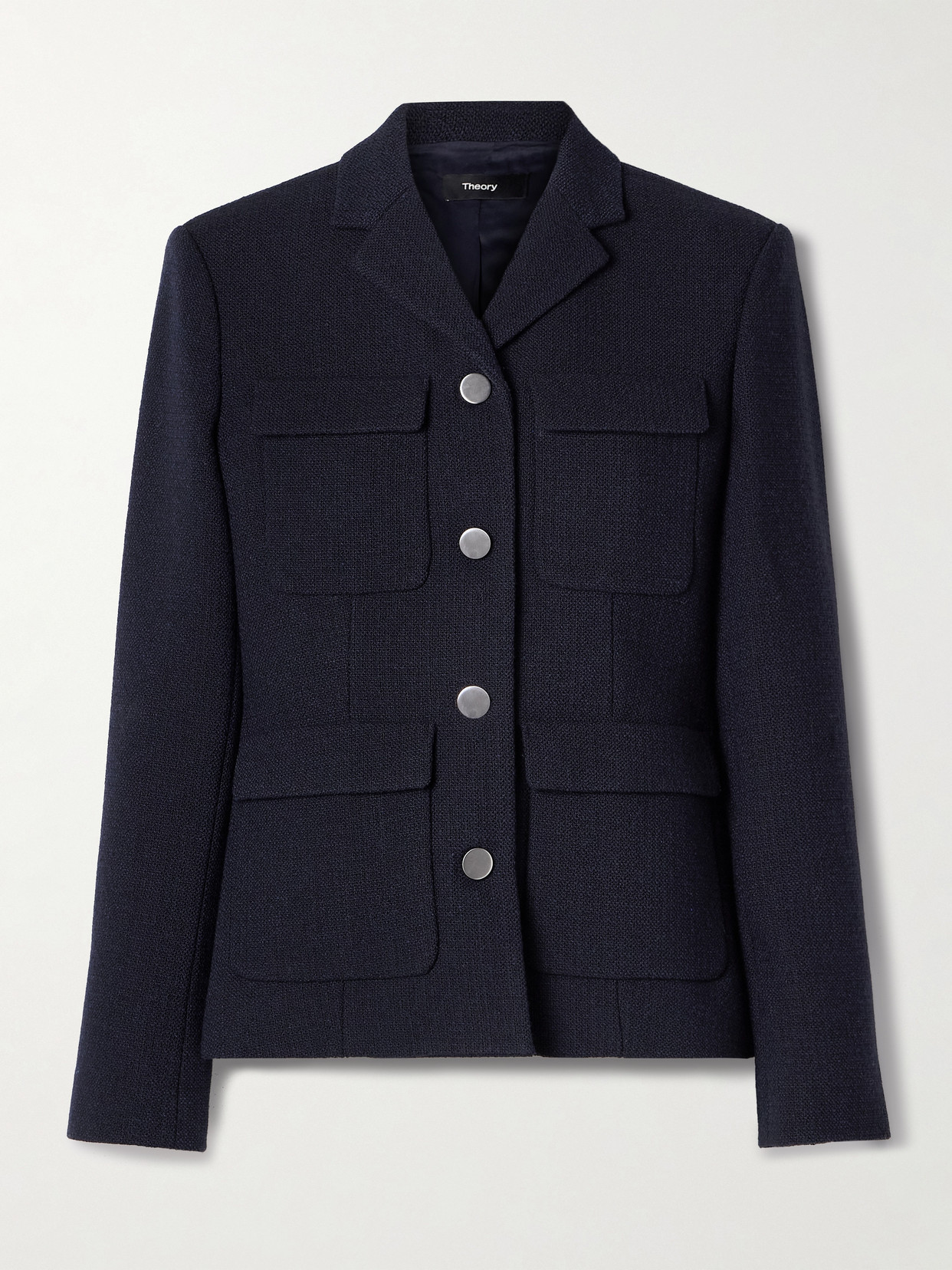 Theory Tweed Jacket In Blue | ModeSens